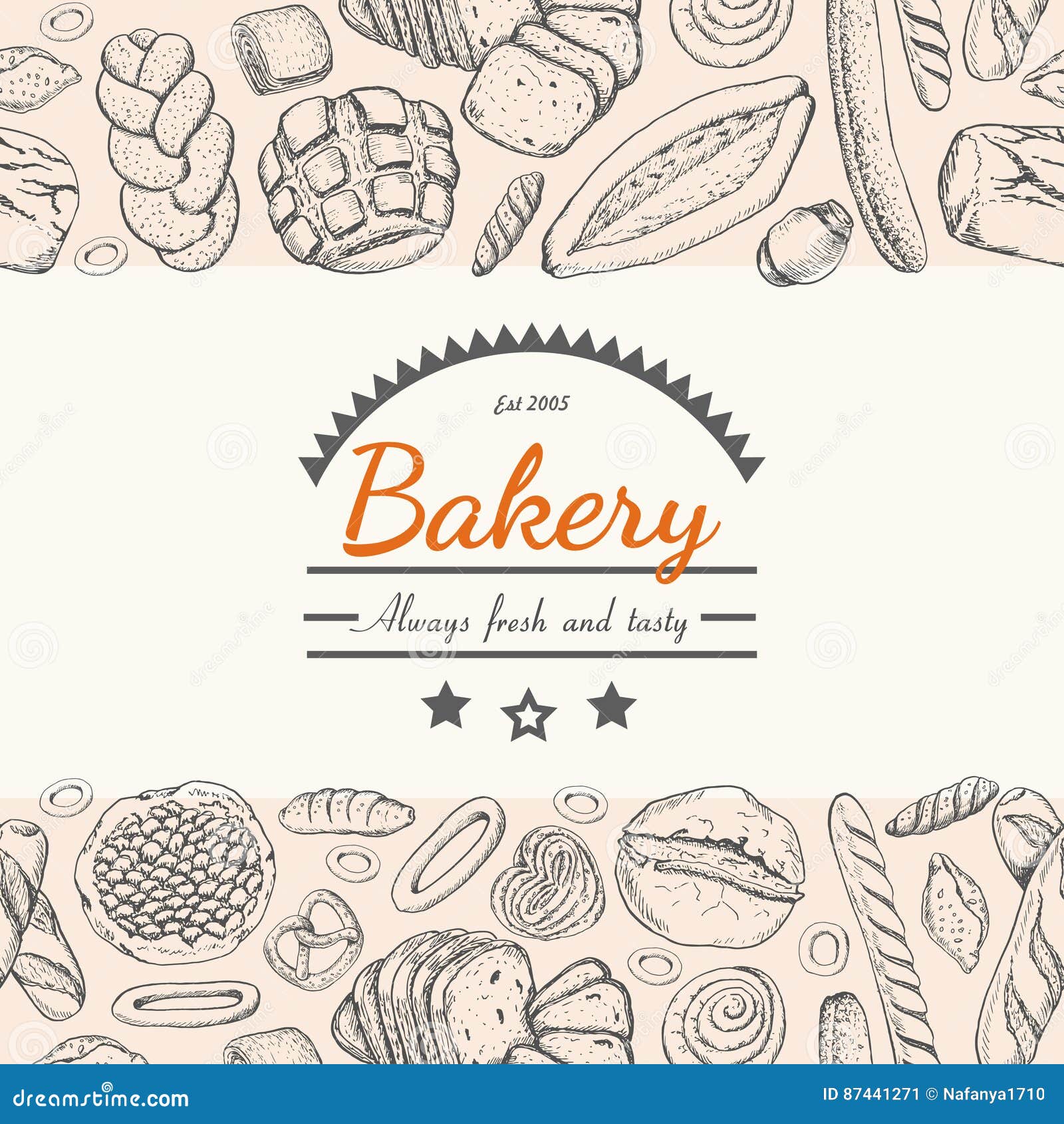 Horizontal Seamless Background with Various Bakery Products Stock ...
