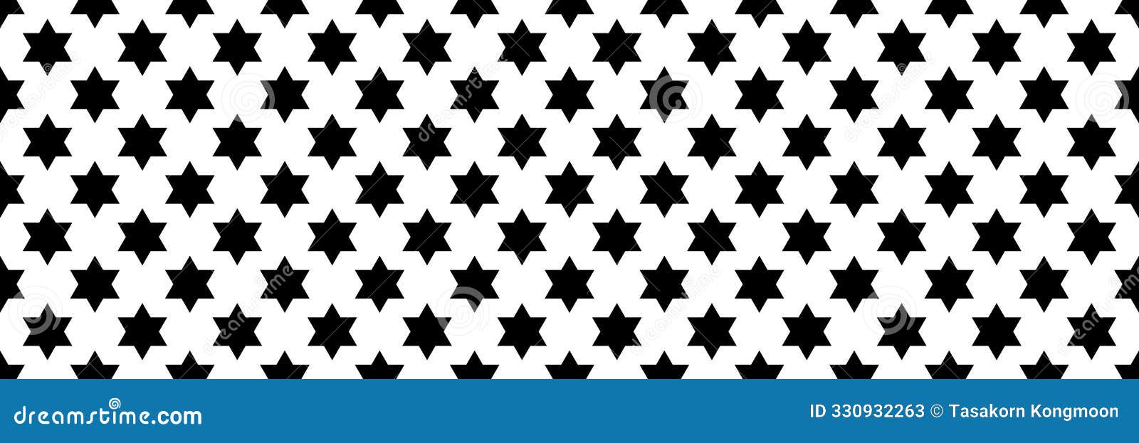 Horizontal Seamless of Black Six Angles Star for Pattern and Background ...