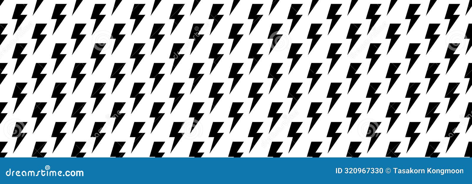 Horizontal Seamless Black Thunderbolt Design for Pattern and Background ...
