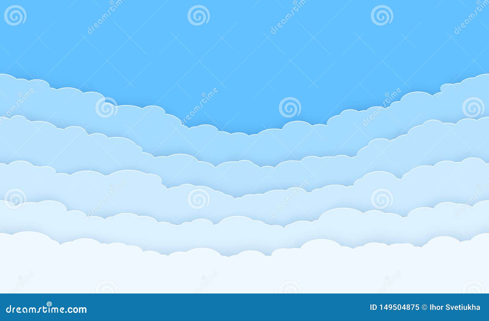 Horizontal Seamless Clouds. Skyline Repeat Texture. Paper Clouds ...