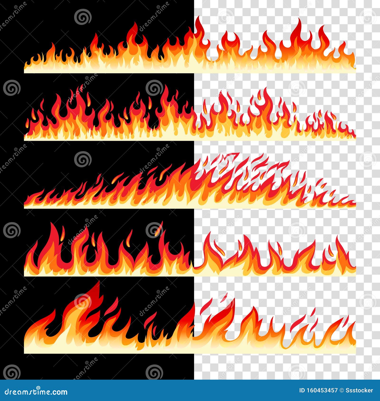 Seamless Fire Flame. Fires Flaming Pattern, Flammable Line Blaze Hot ...