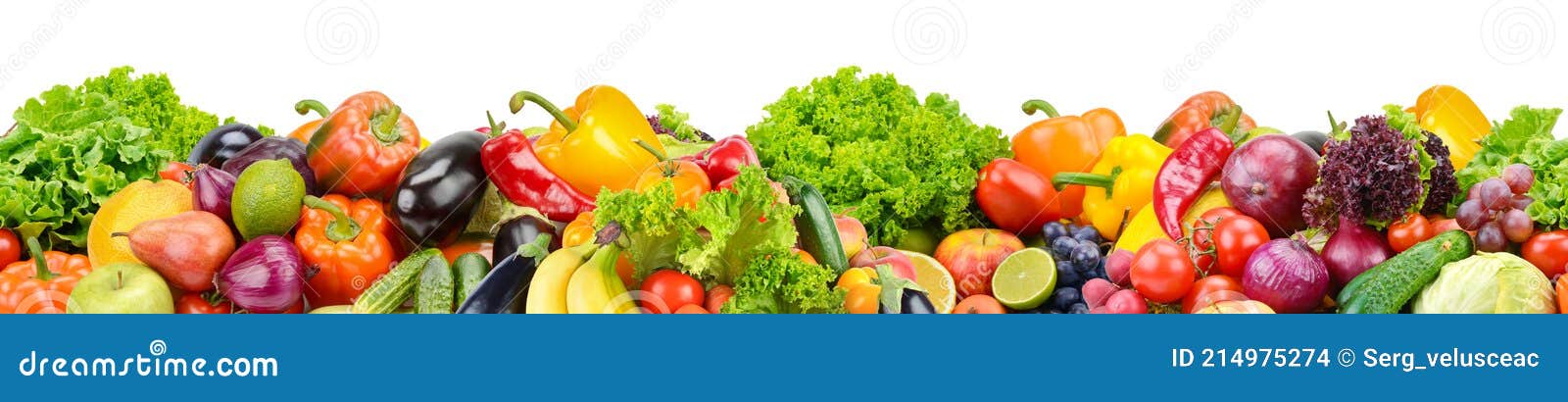 Horizontal Seamless Pattern from Healthy Fruits, Vegetables and Berries ...