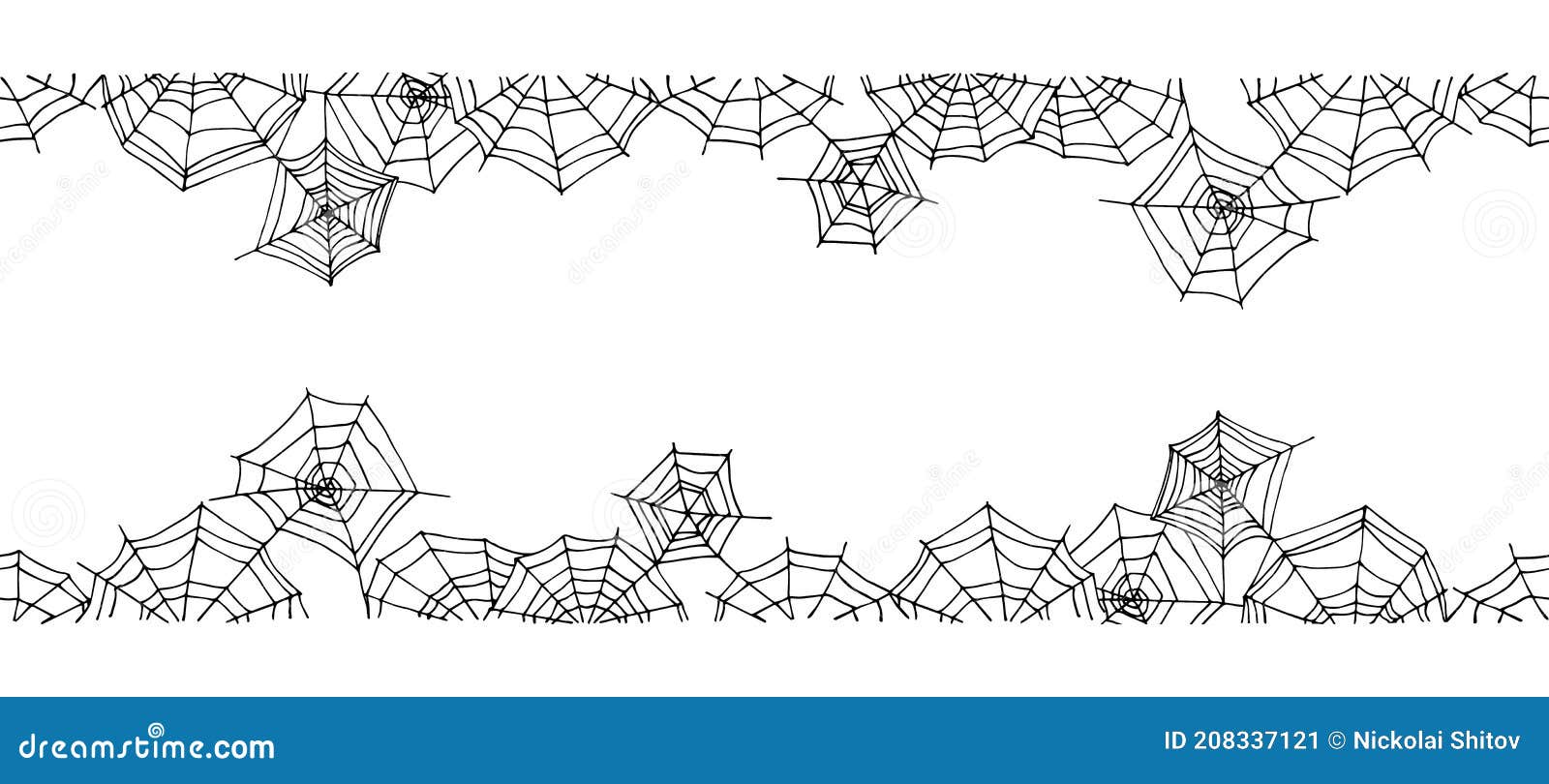 Horizontal Seamless Spider Web Pattern, Spooky Halloween Ornament ...