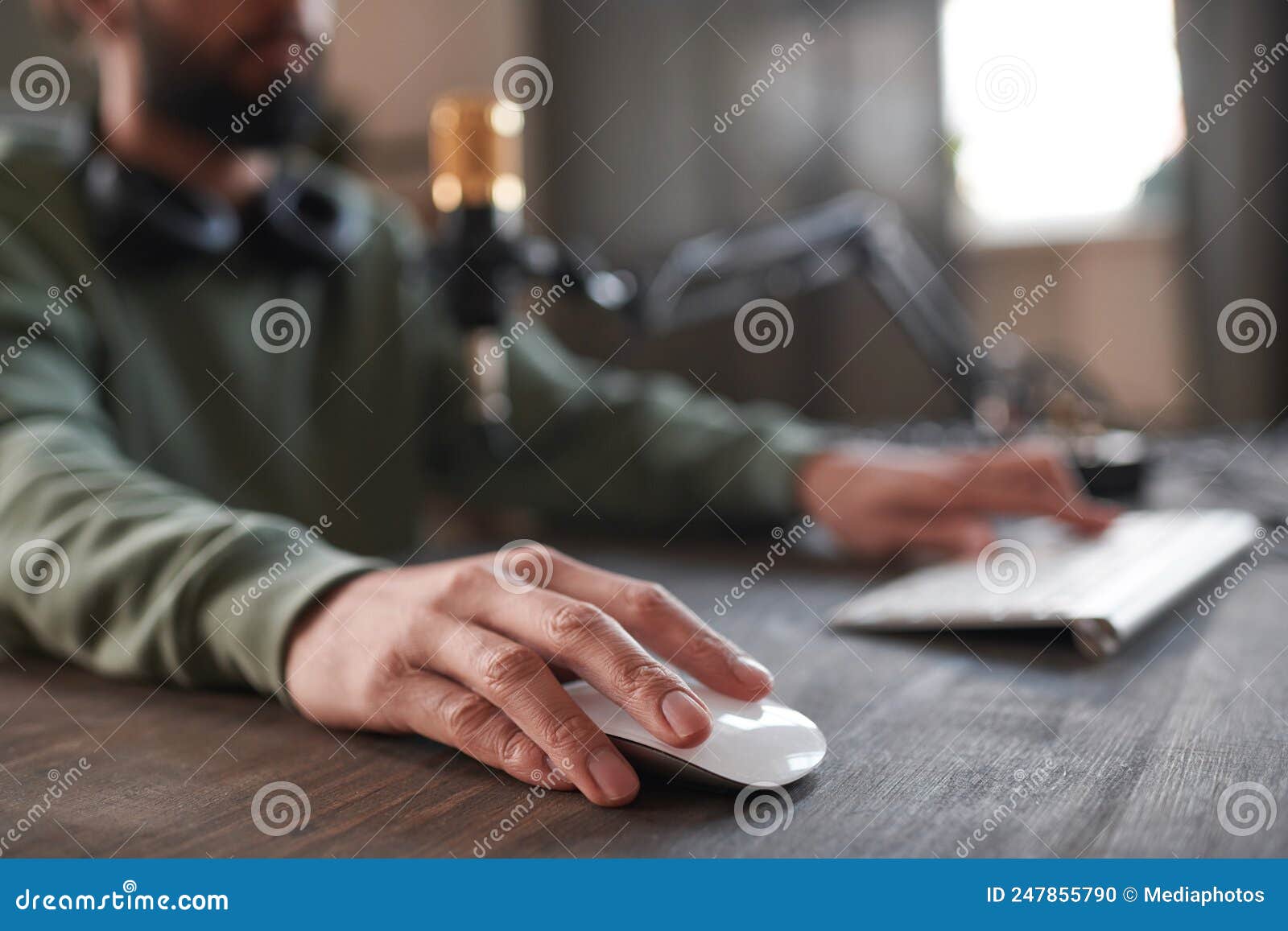 Young Man Using Computer stock photo. Image of vlog - 247855790