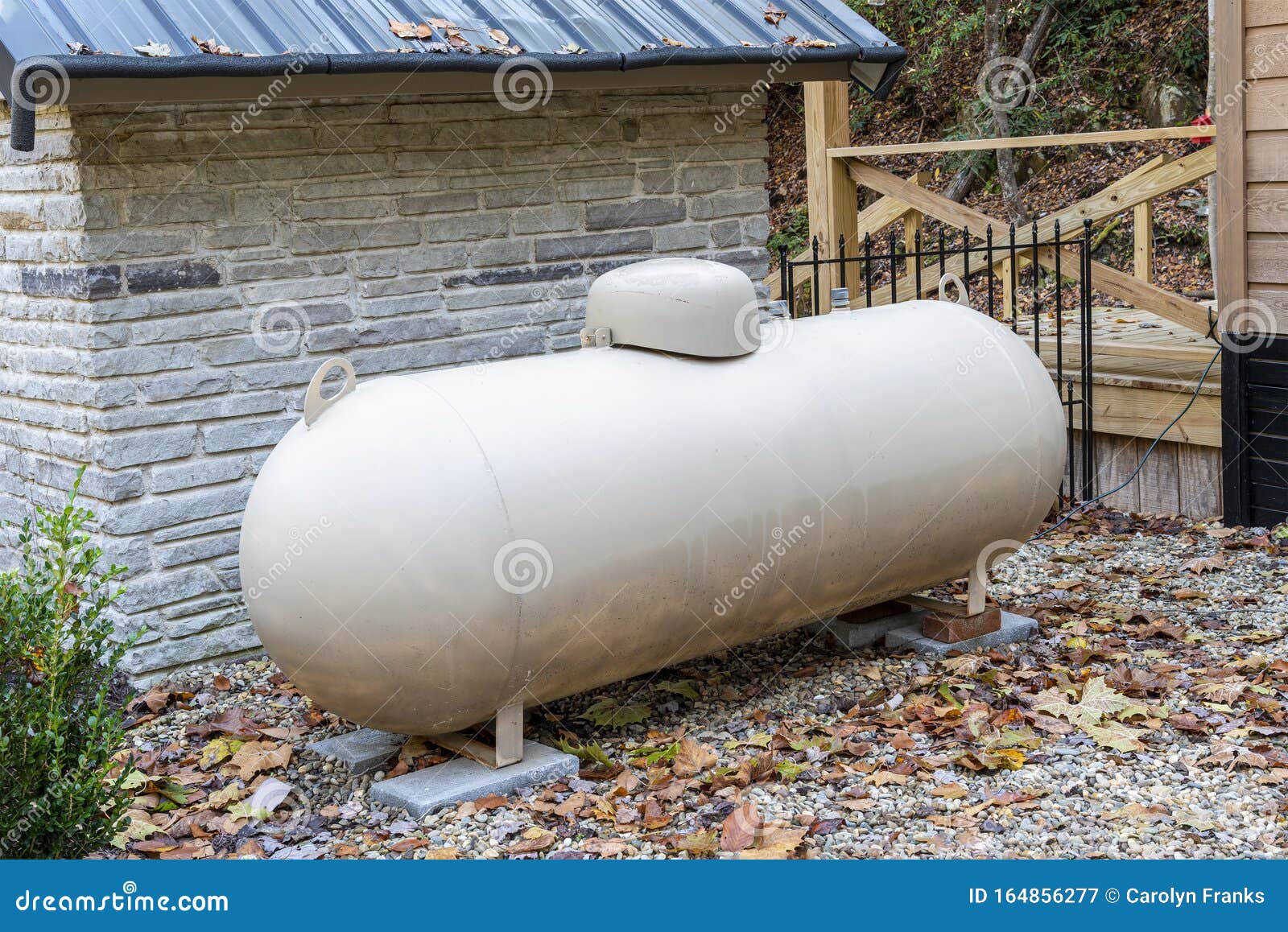Backyard Propane Tank stock image. Image of trees, cylinder - 164856277