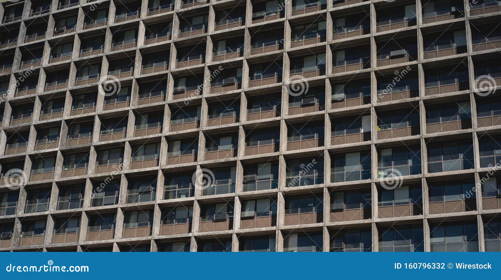 Horizontal Shot of a Concrete Building`s Side with Identical Square ...