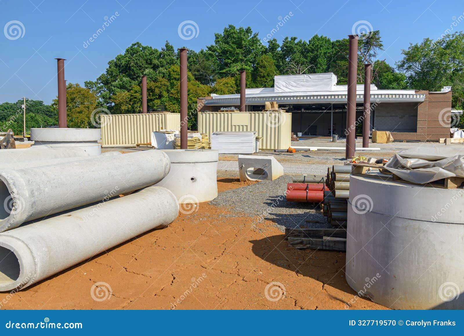 Construction Materials at Site of New Convenience Store Build Stock ...