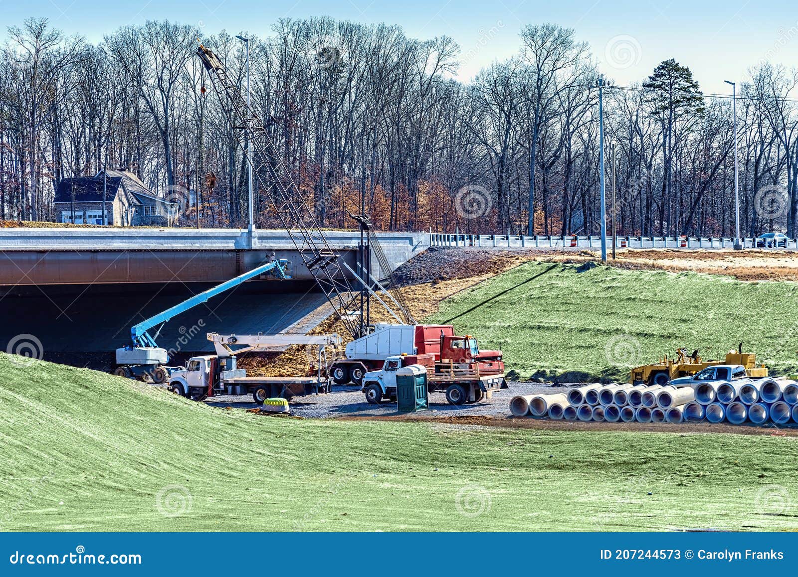Construction Work on Bridge Overpass Stock Image - Image of horizontal ...