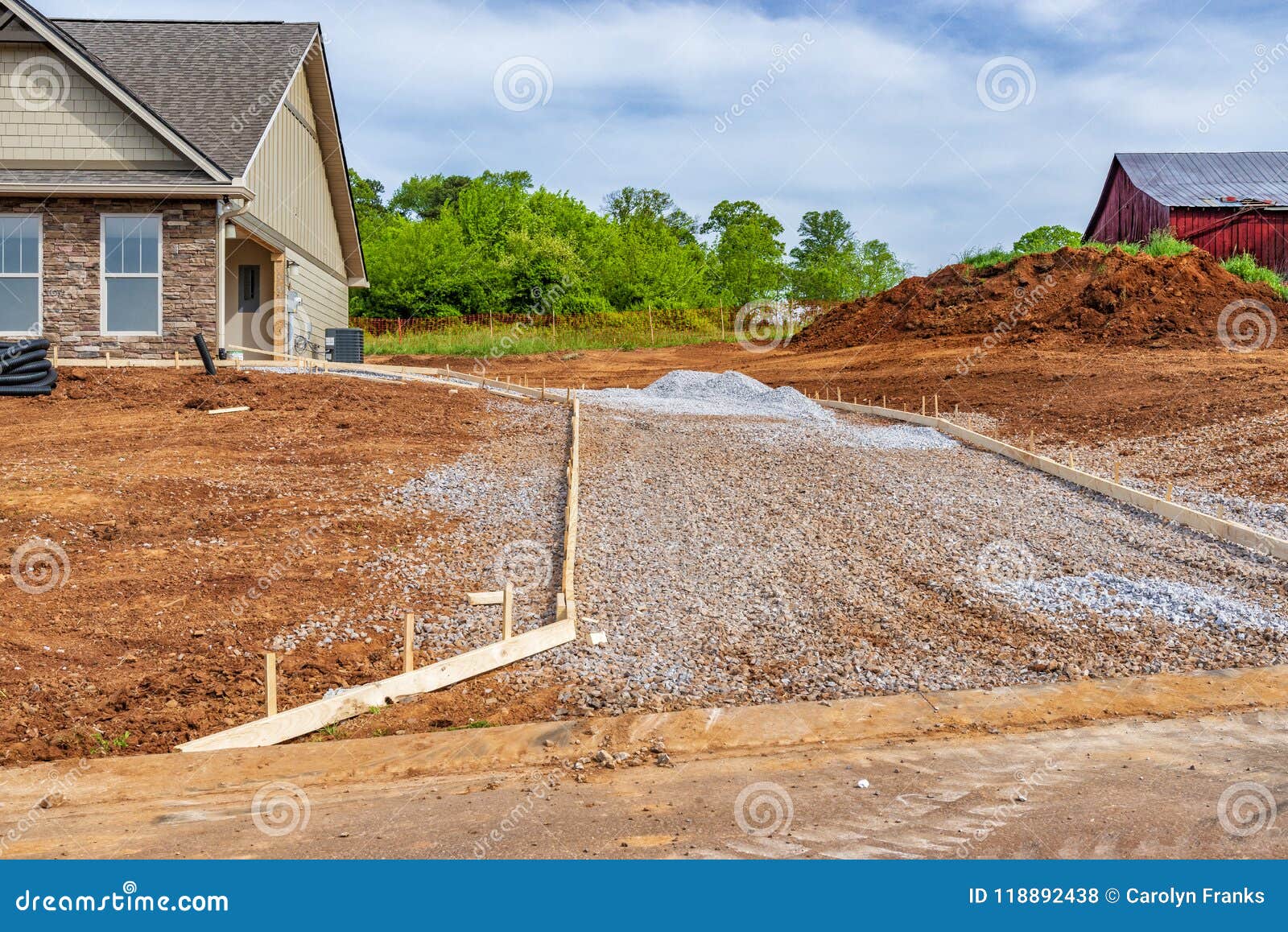 New House Driveway Construction Stock Photo - Image of outdoors, build ...