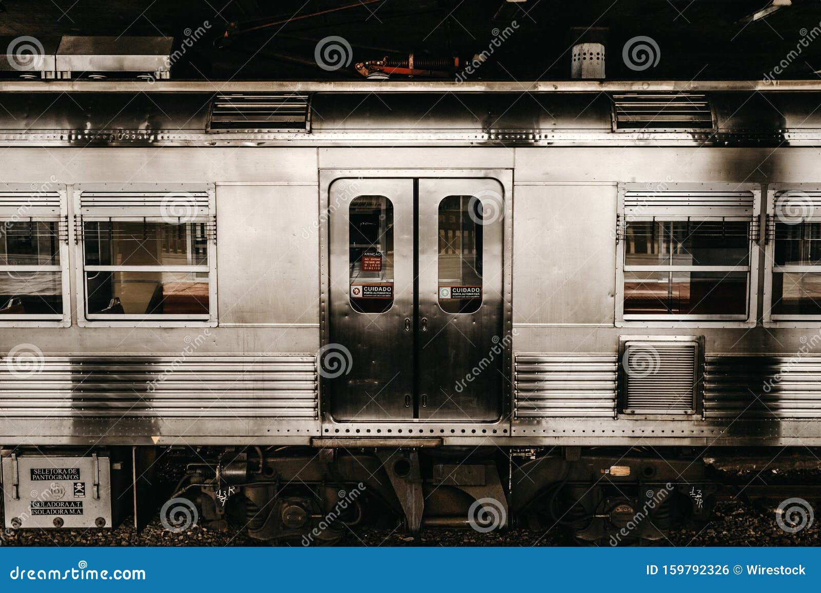 Horizontal Shot of Grey Metallic Train Doors Editorial Photo - Image of ...