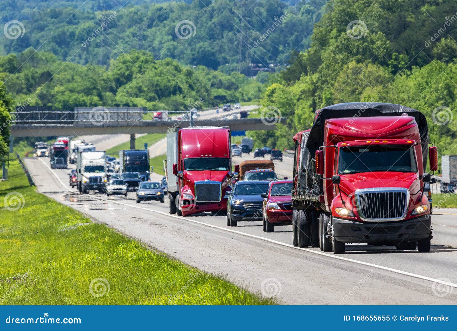 Heavy Summer Interstate Traffic Stock Image - Image of interstate ...