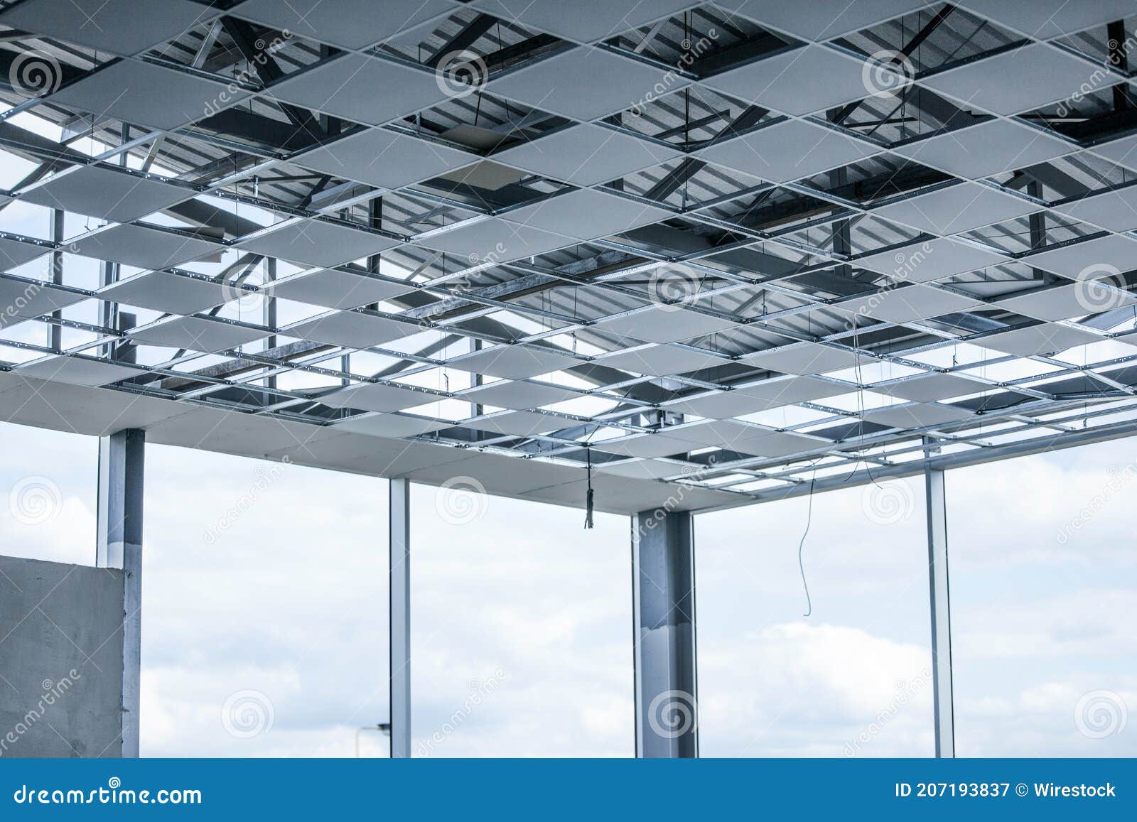 Horizontal Shot of Metal Construction for Suspended Ceiling Stock Image ...