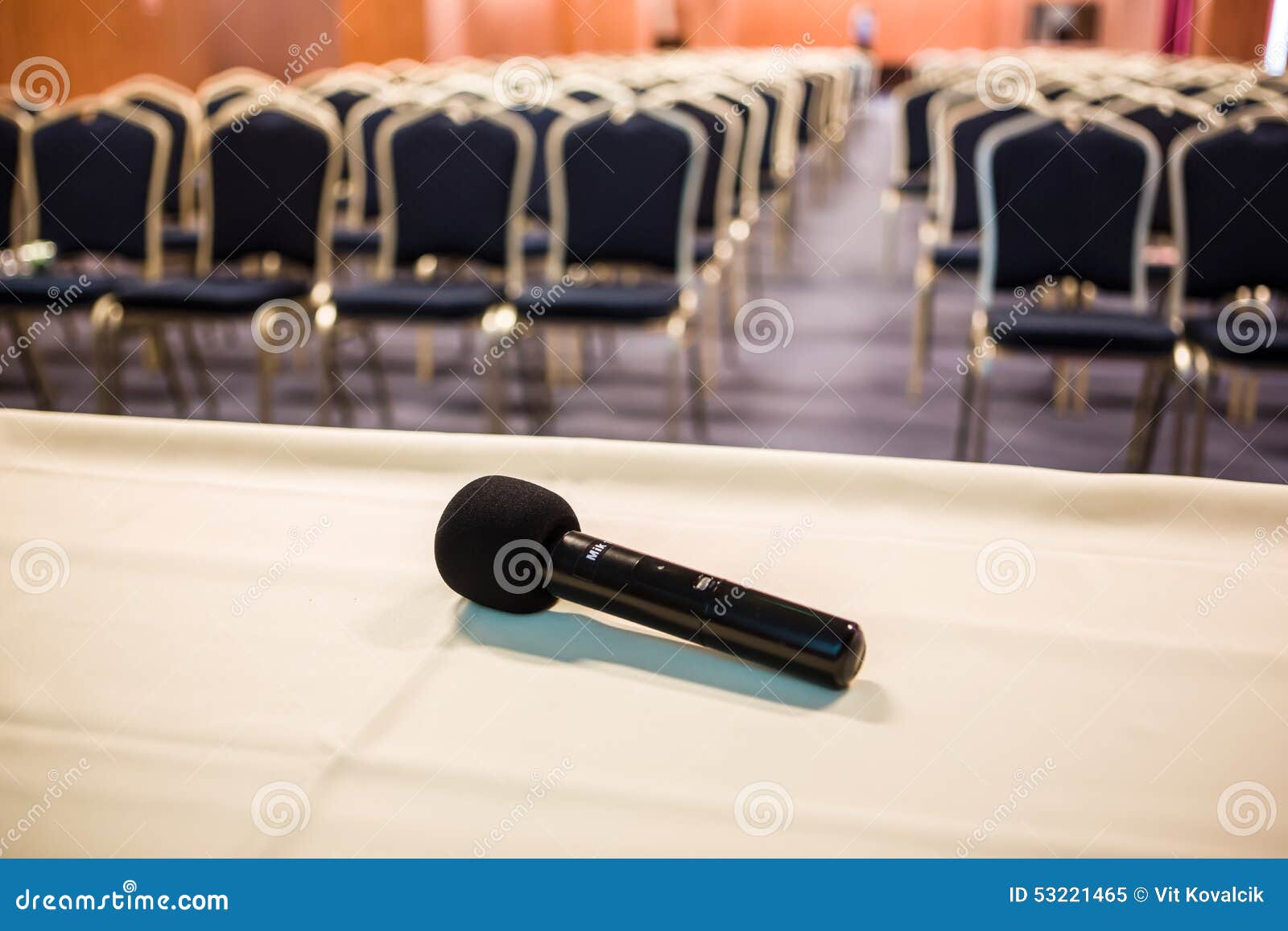 Horizontal Shot of Microphone and Auditorium Stock Image - Image of ...