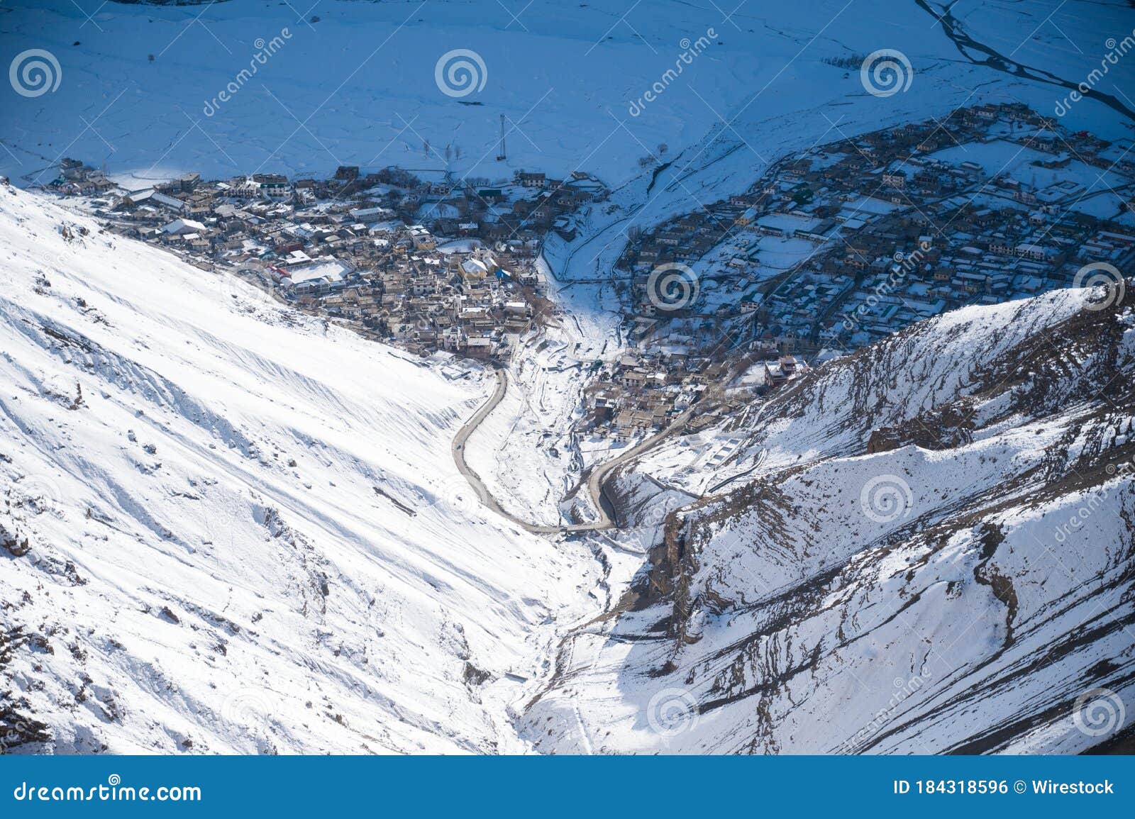Horizontal Shot of Spiti Valley, Kaza in Winter Stock Photo - Image of ...