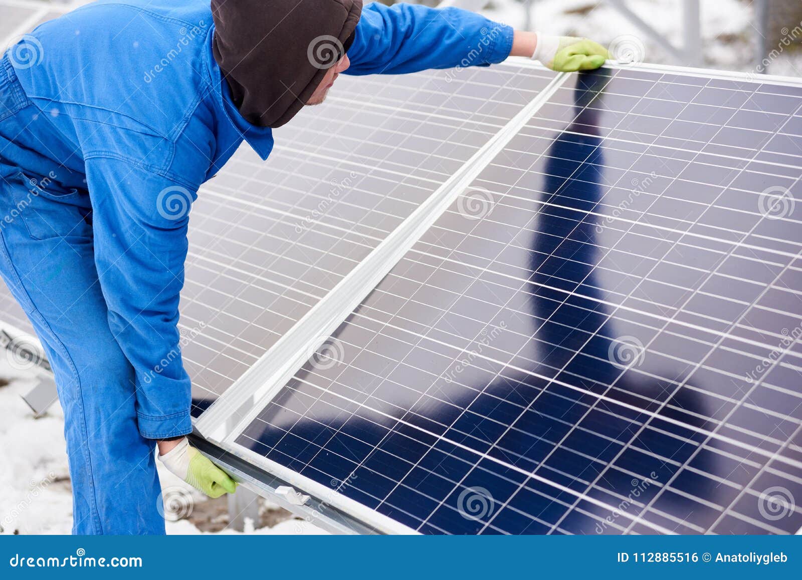 Professional Electrician Worker Installing Solar Panels Stock Photo ...