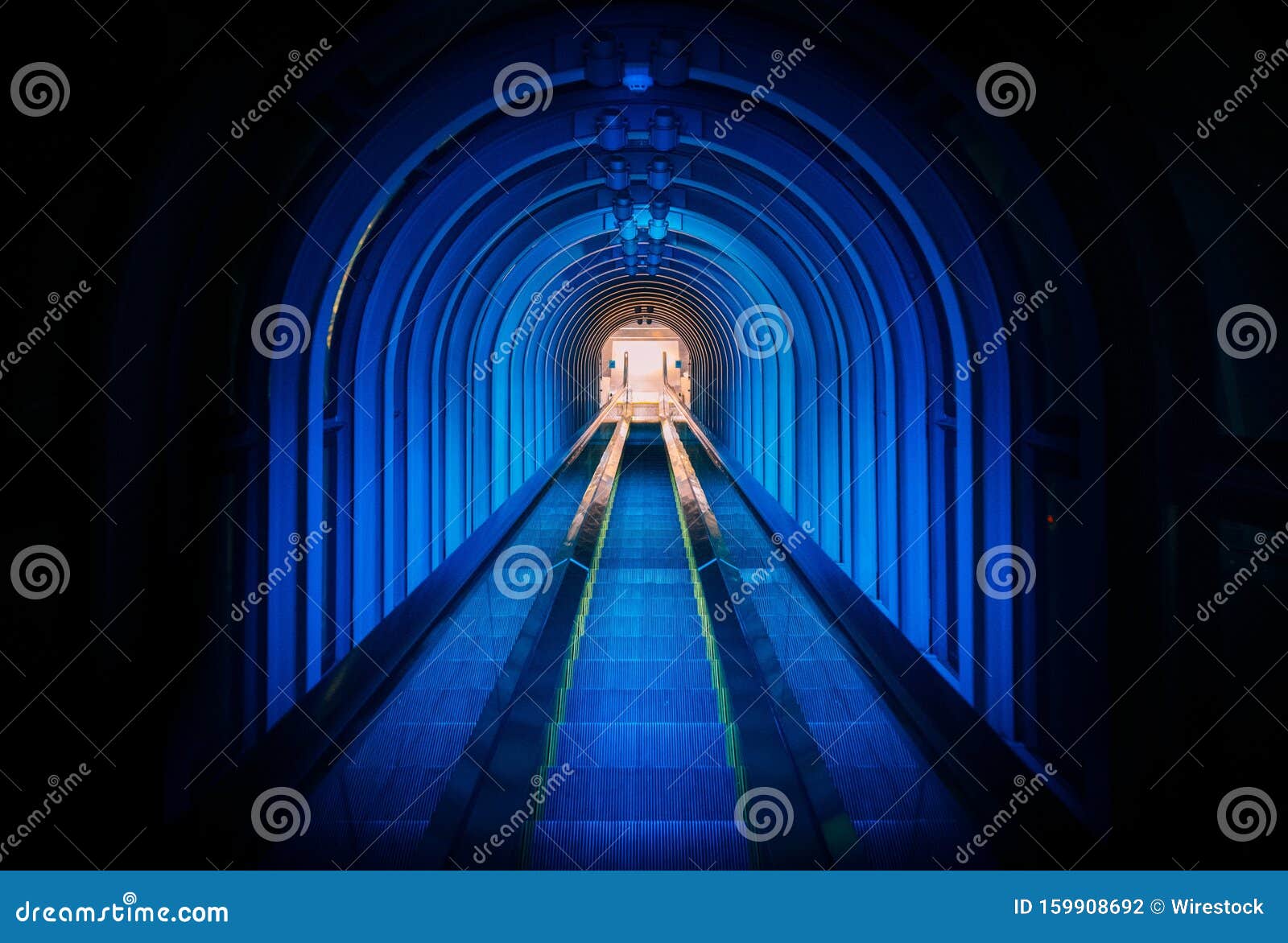 Horizontal Shot of a Train Tunnel with Lights Stock Photo - Image of ...
