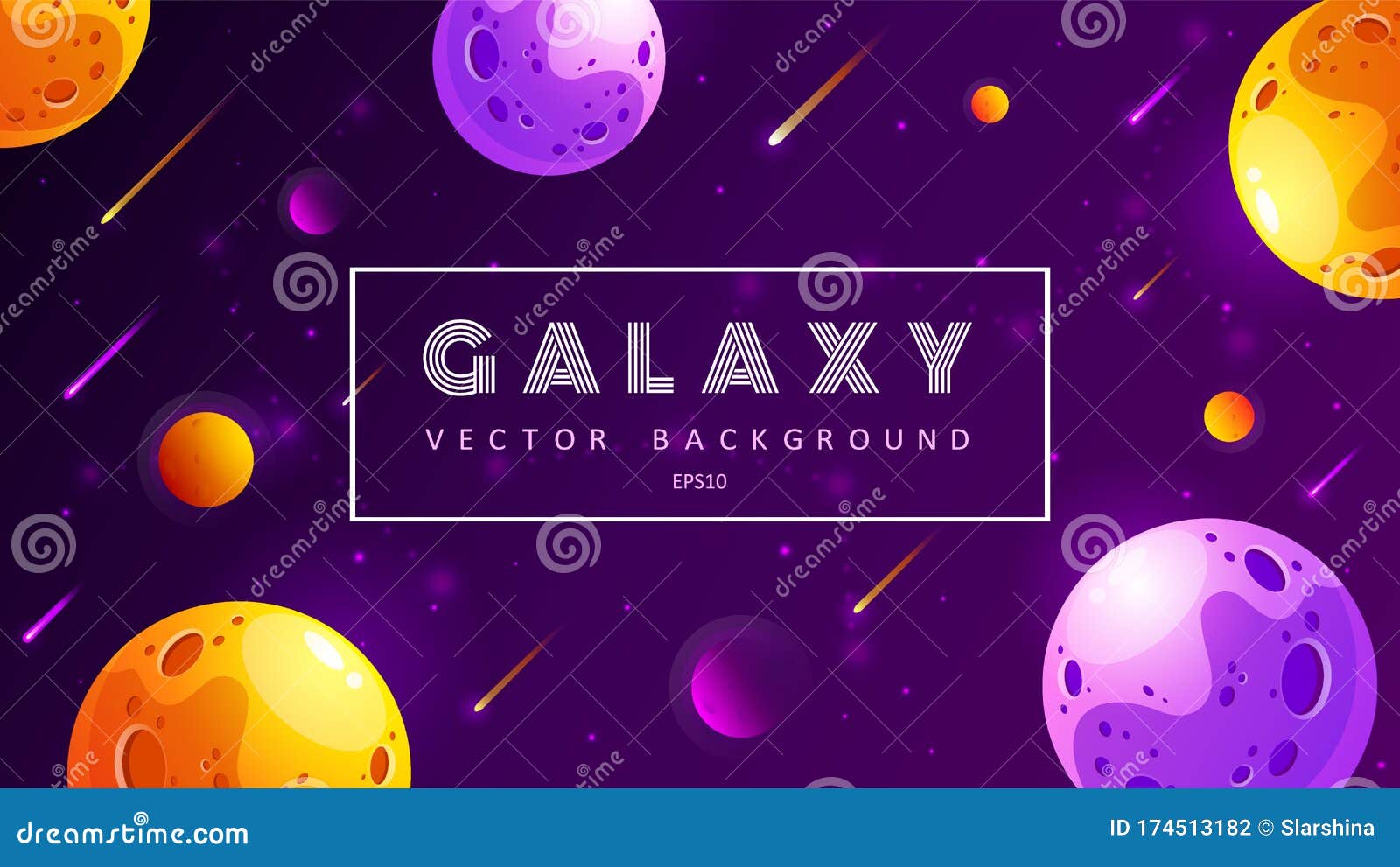 Horizontal Space Background with Abstract Shape and Cute Planets. Web ...