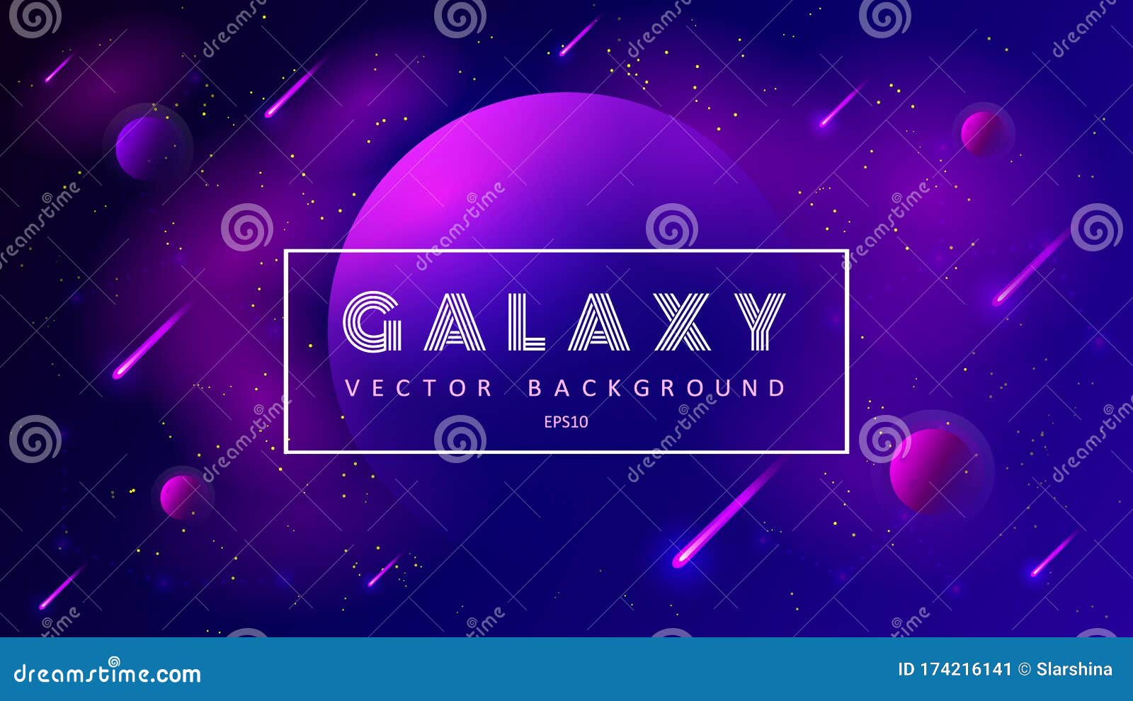 Horizontal Space Background with Abstract Shape and Planets. Web Design ...
