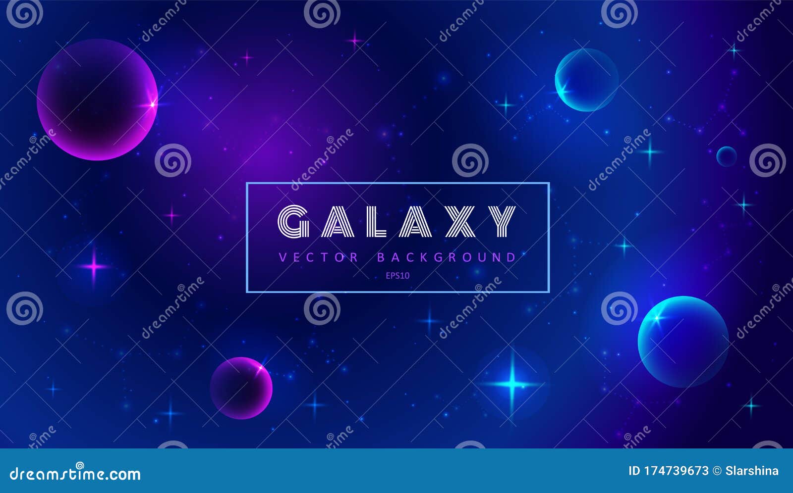 Horizontal Space Background with Abstract Shape and Planets. Web Design ...