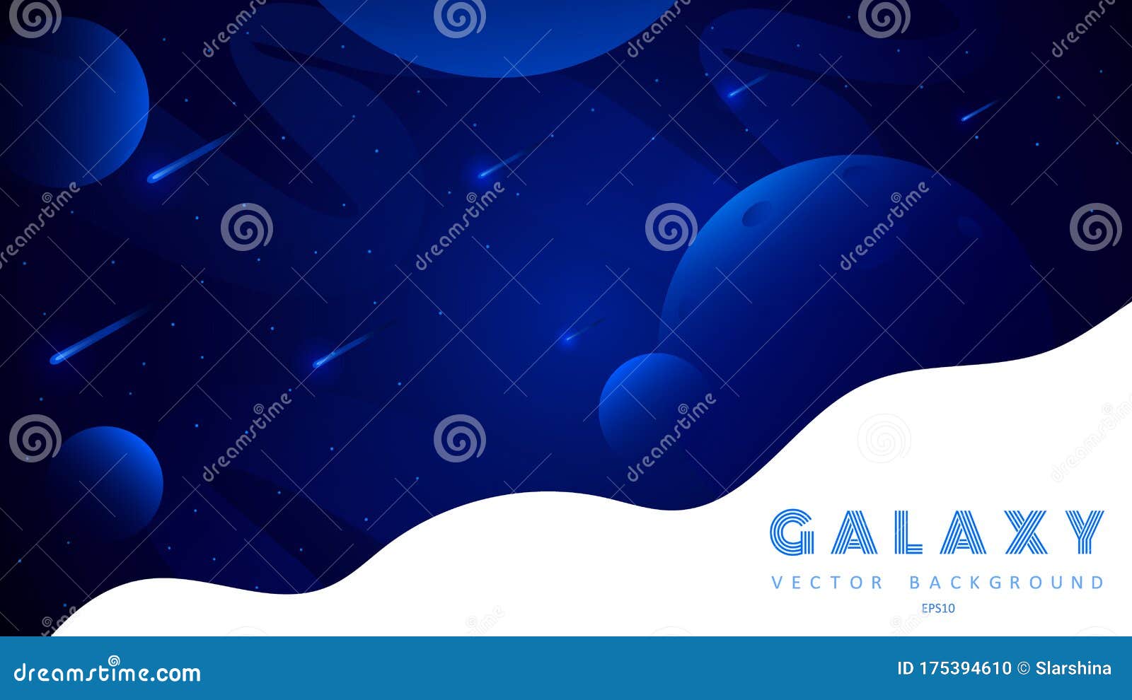 Horizontal Space Background with Abstract Shape and Planets. Web Design ...