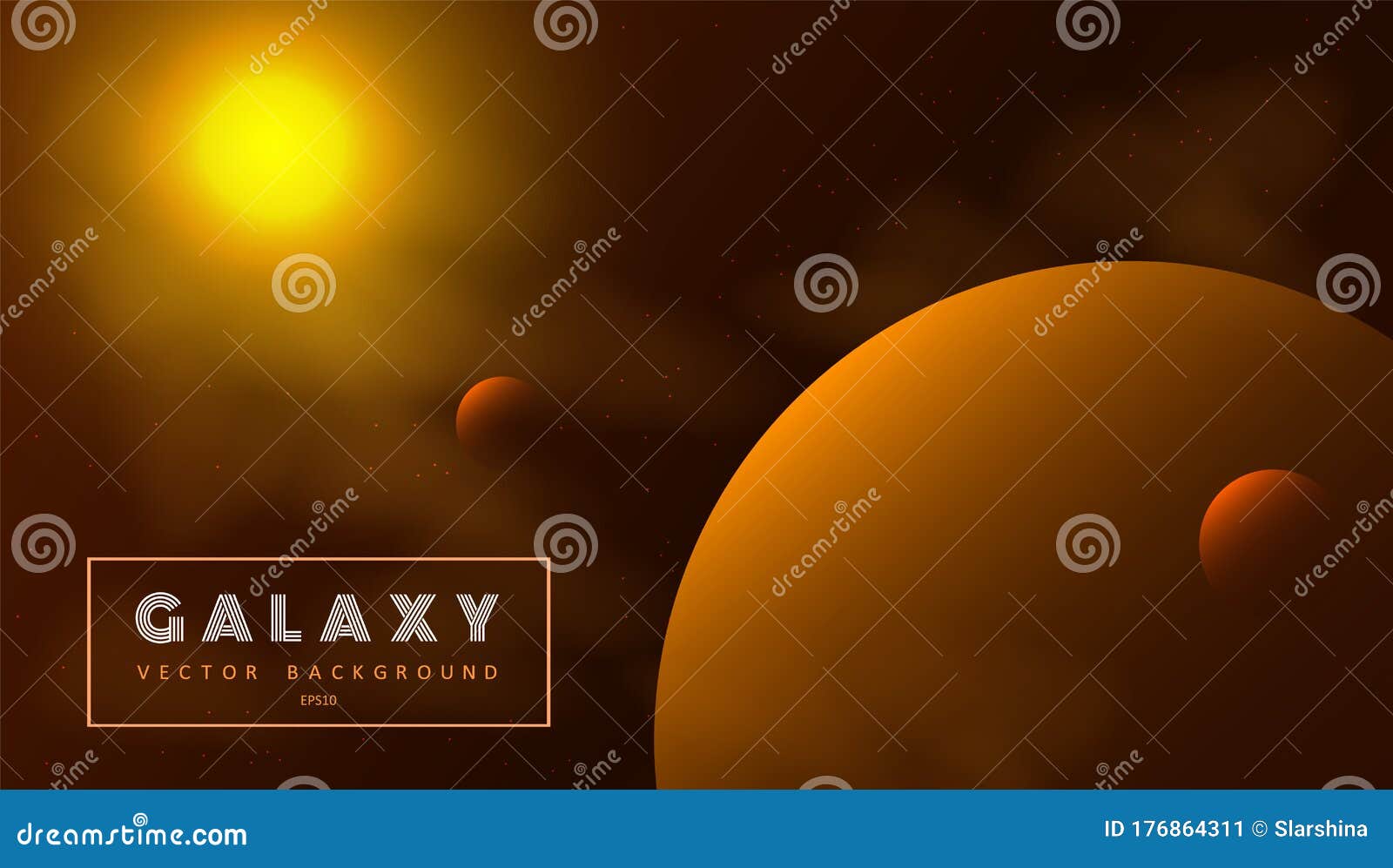 Horizontal Space Background with Abstract Shape and Planets. Web Design ...
