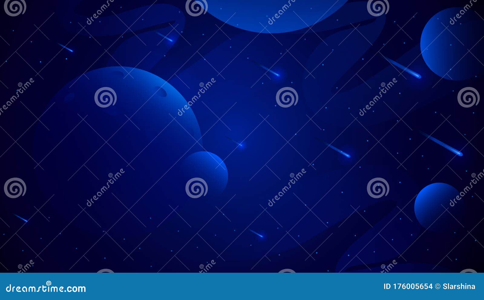 Horizontal Space Background with Abstract Shape and Planets. Web Design ...