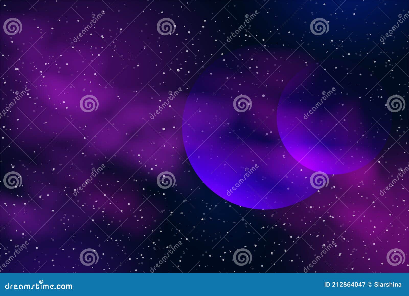 Horizontal Space Background with Realistic Nebula, Stardust and Planets ...