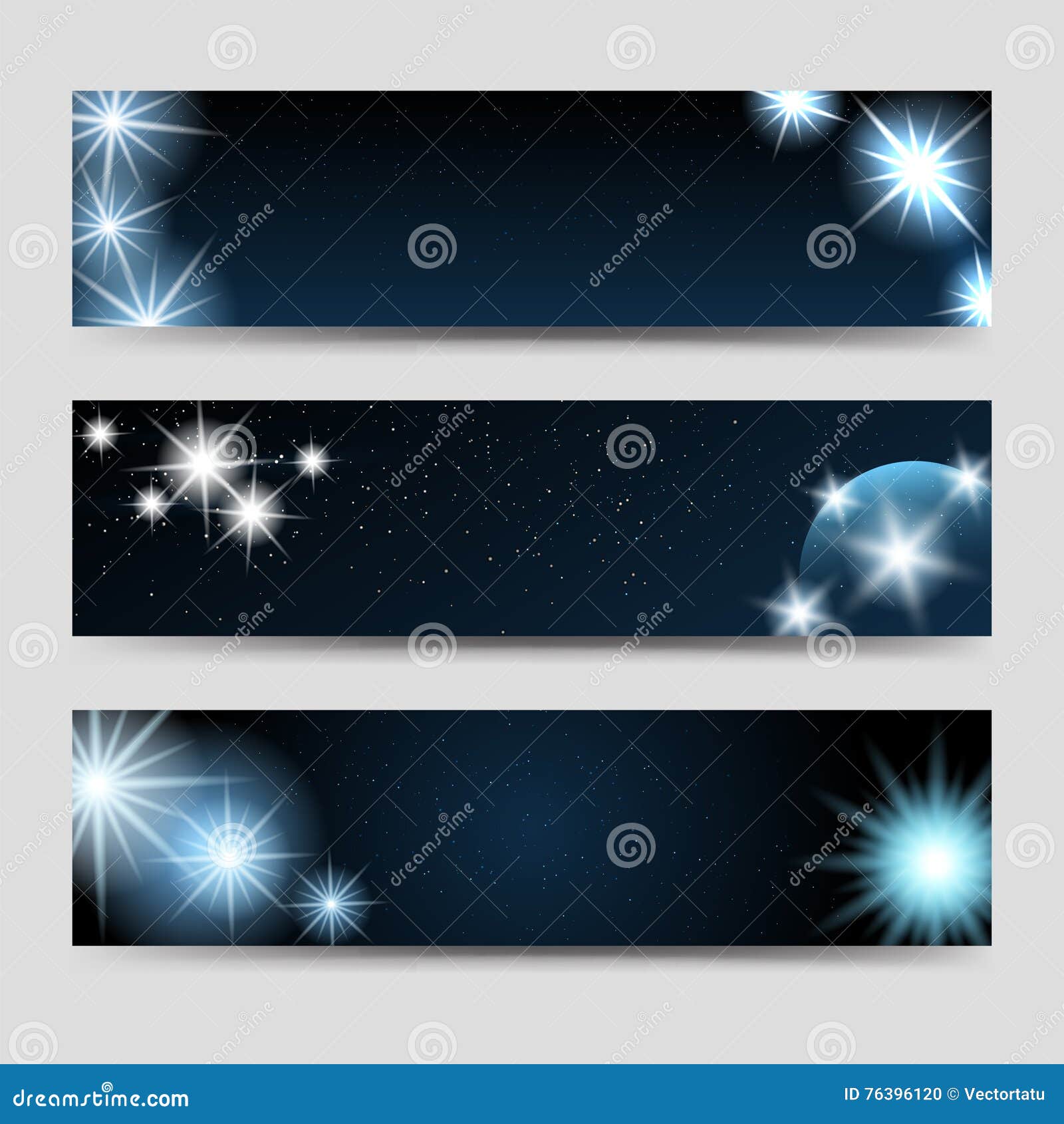 Horizontal Space Banners Set Stock Vector - Illustration of concept ...