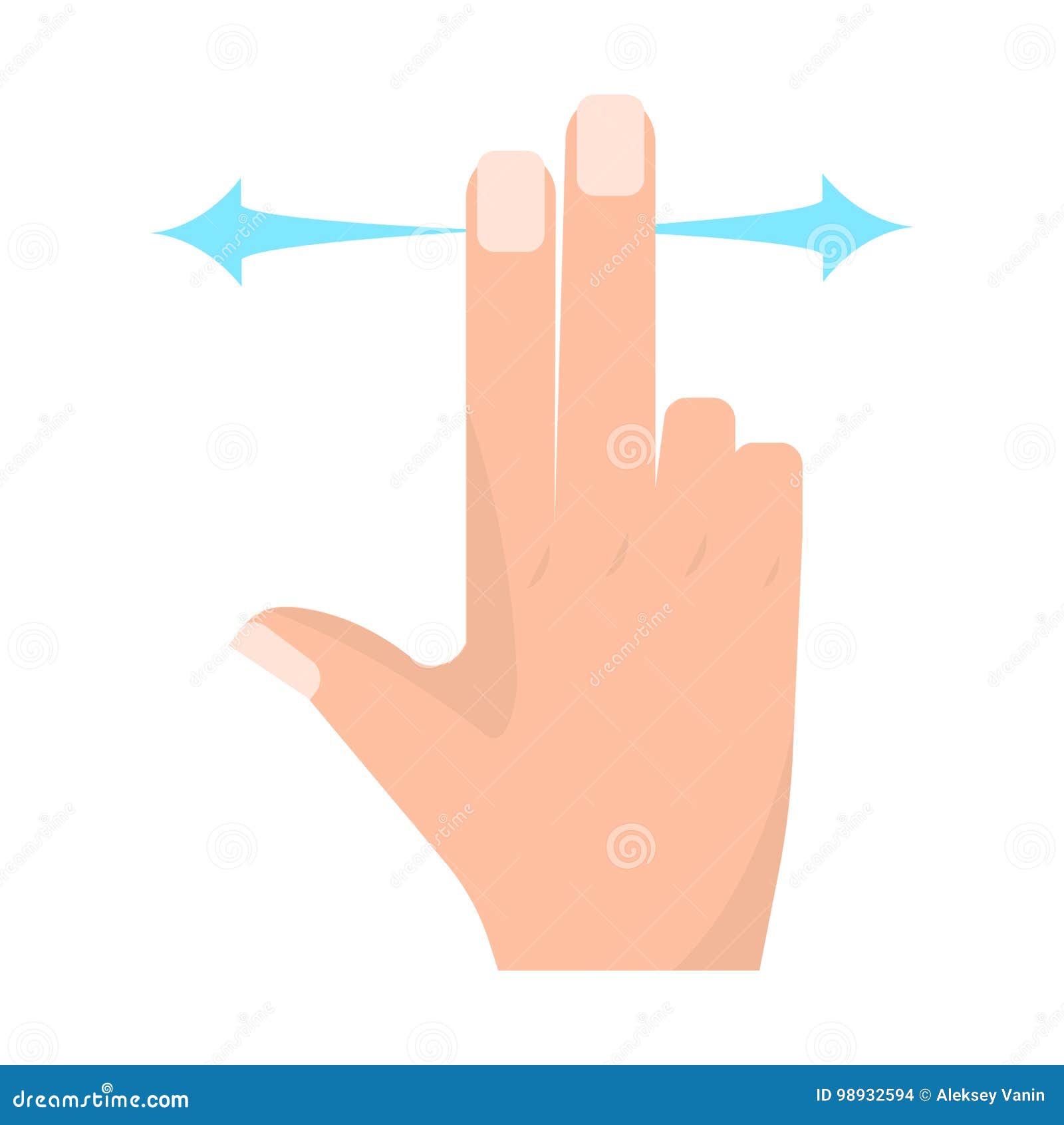 Horizontal Spread with Two Fingers Touch Screen Gesture Vector Stock ...