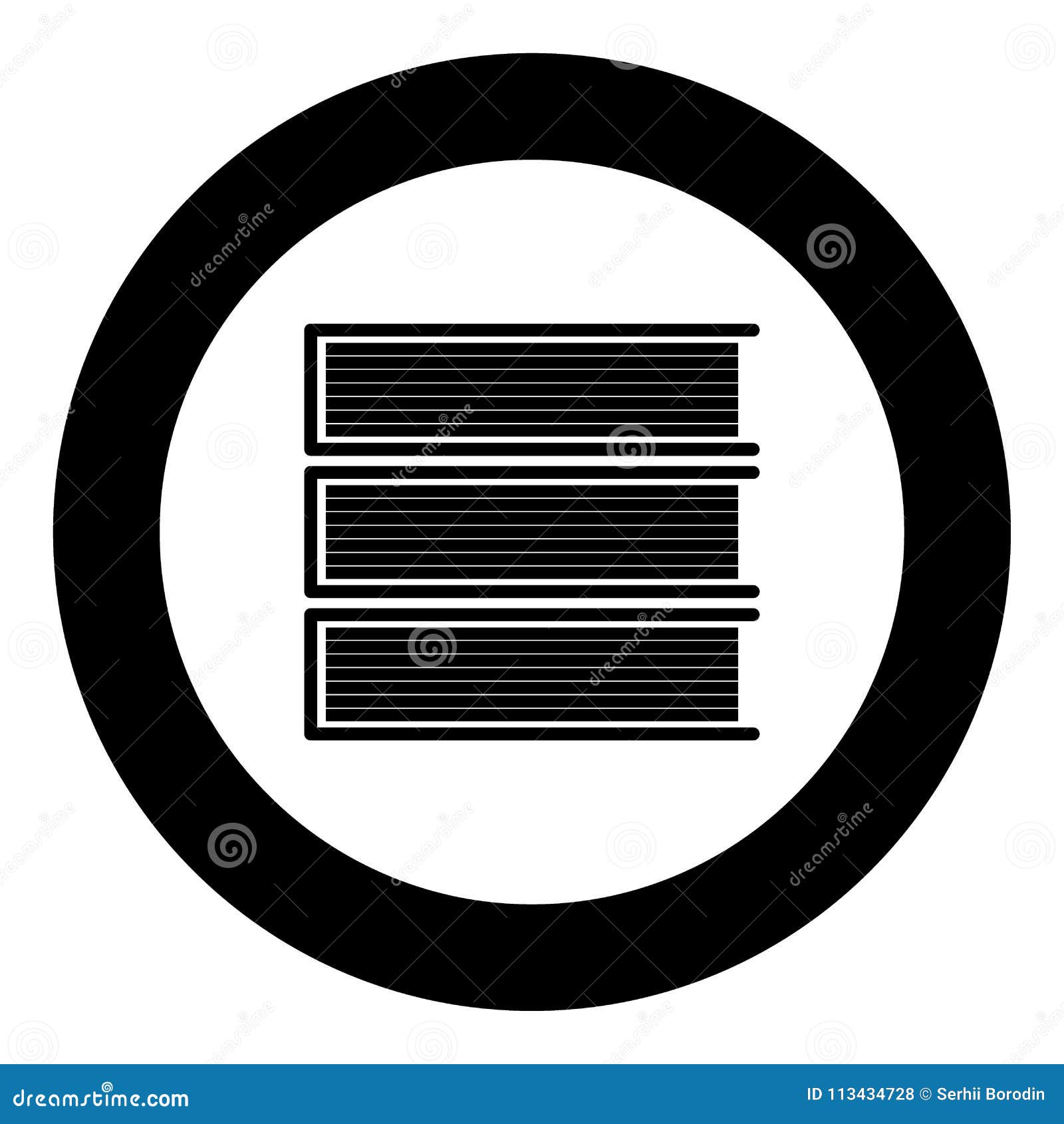 Horizontal Stack of Books Icon Black Color in Circle Stock Vector ...