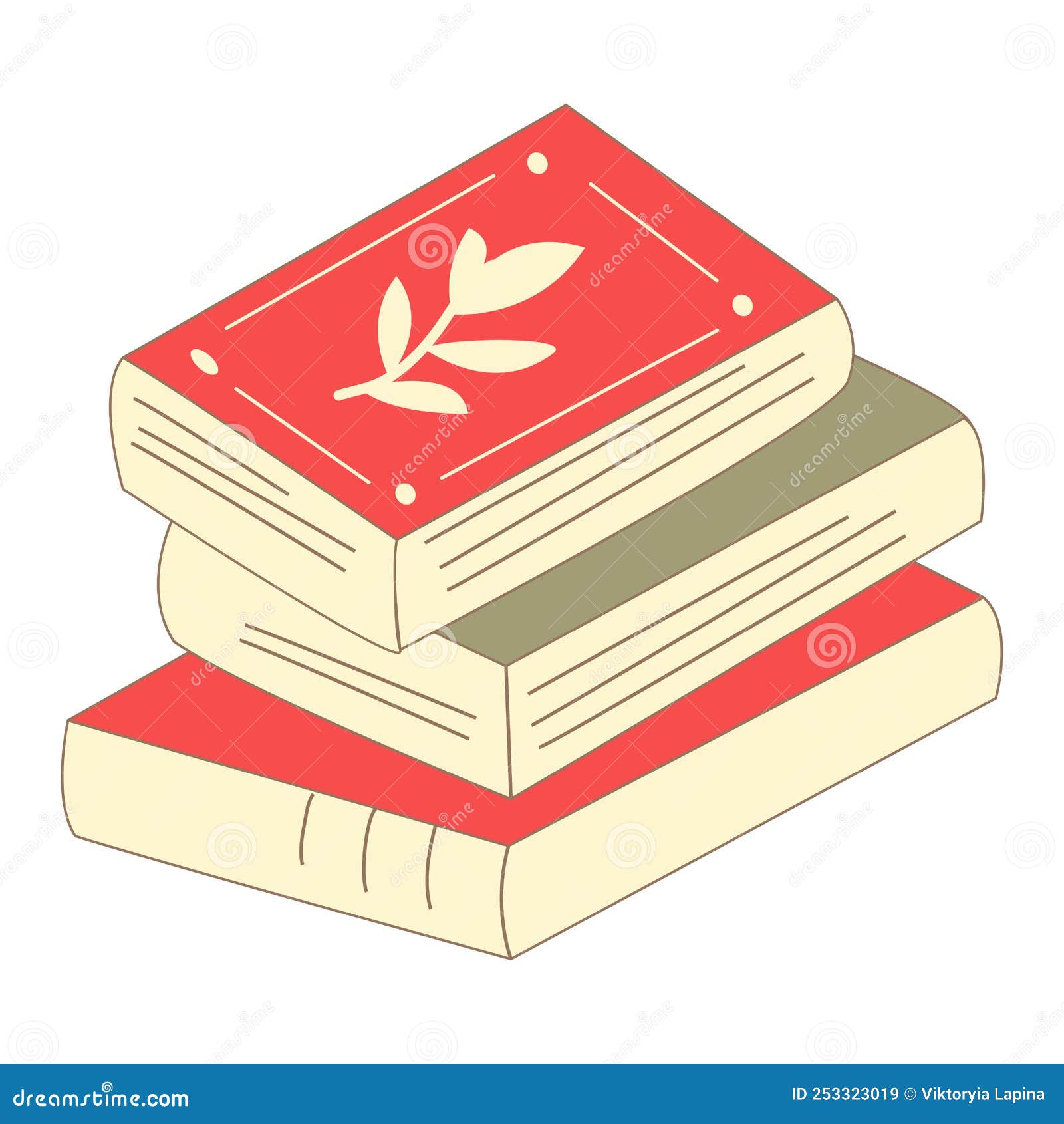 Horizontal Stack of Colored Books. a Set of Book Icons in a Flat Design ...