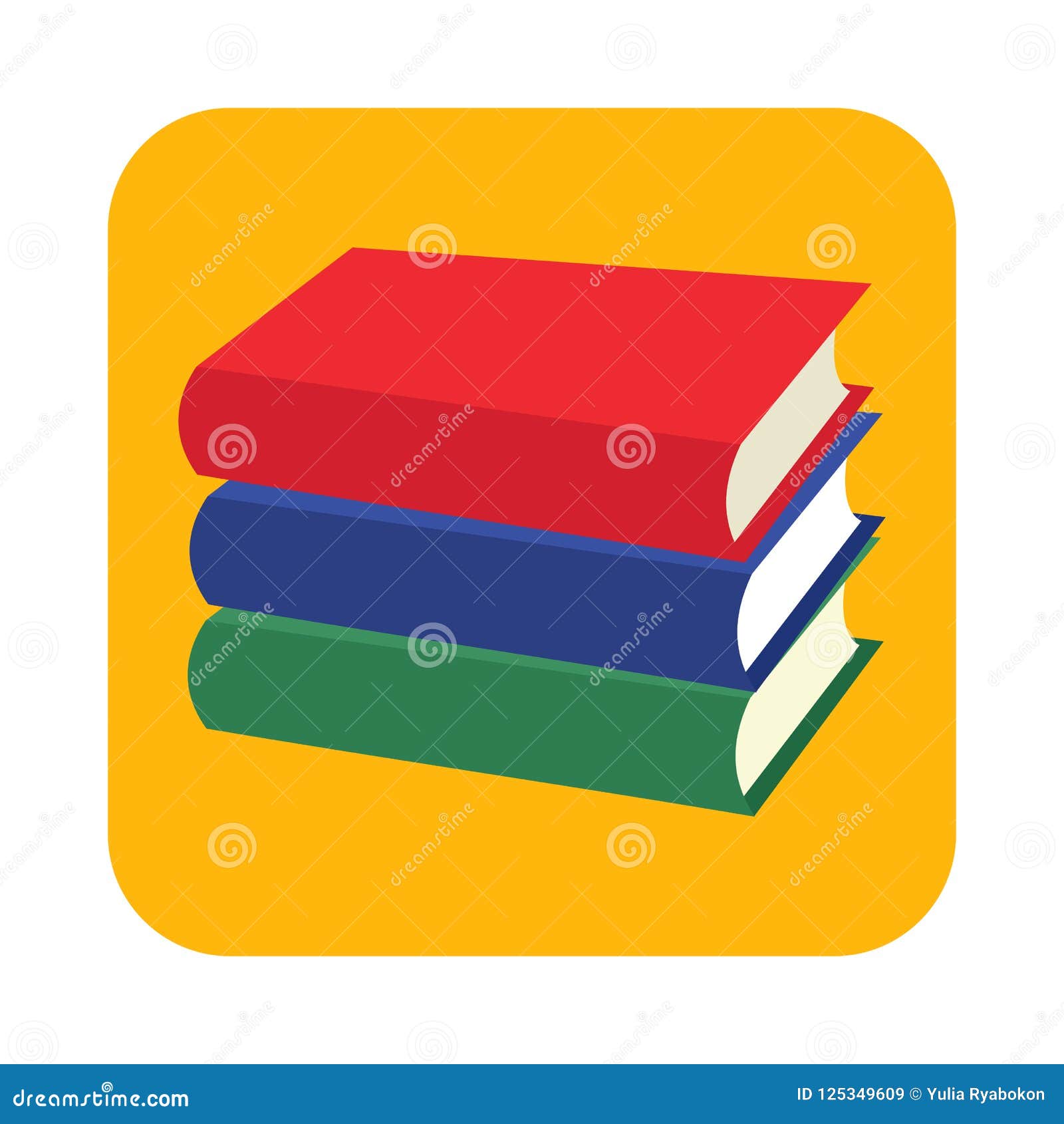 Horizontal Stack of Three Colored Books Flat Icon Stock Illustration ...