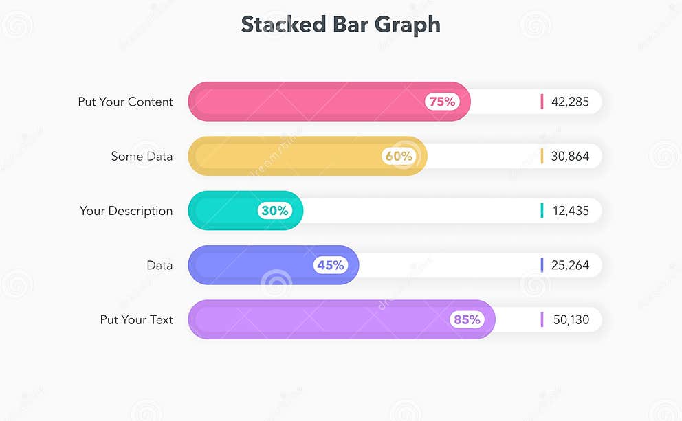 Horizontal Stacked Bar Graph Template with Five Colorful Options Stock ...