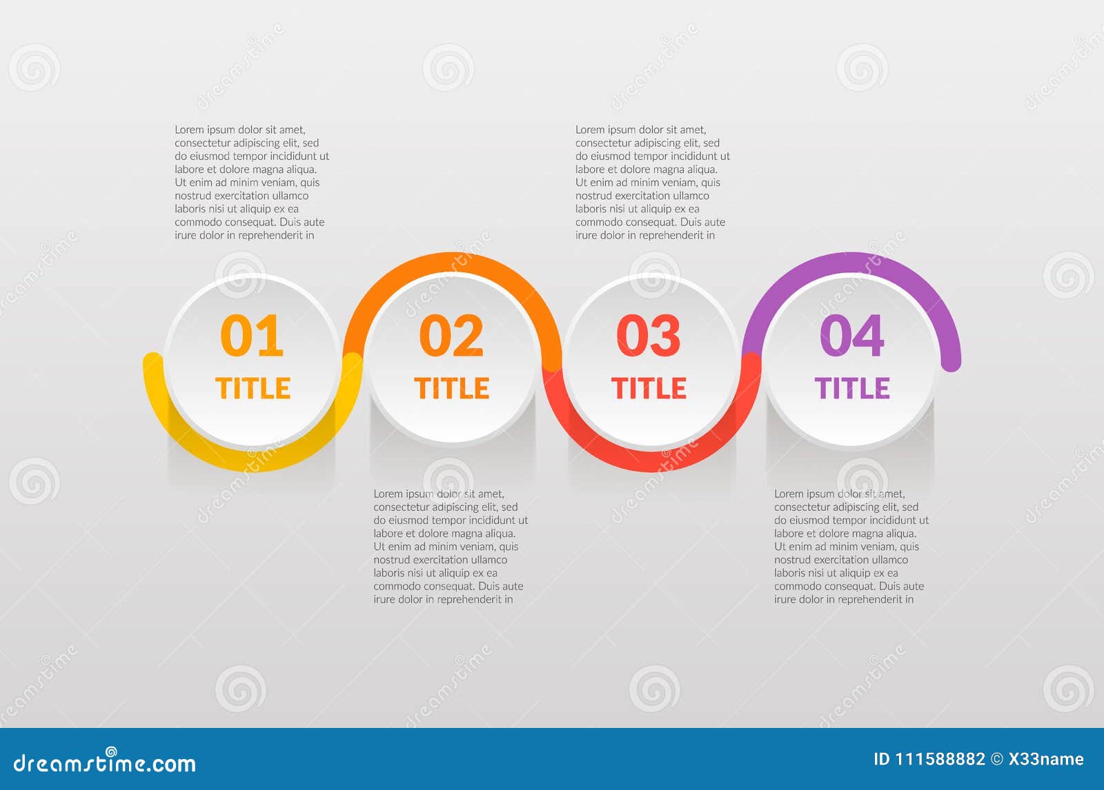 Horizontal Steps Timeline Infographics Arrows With Rounded Corners- Can ...