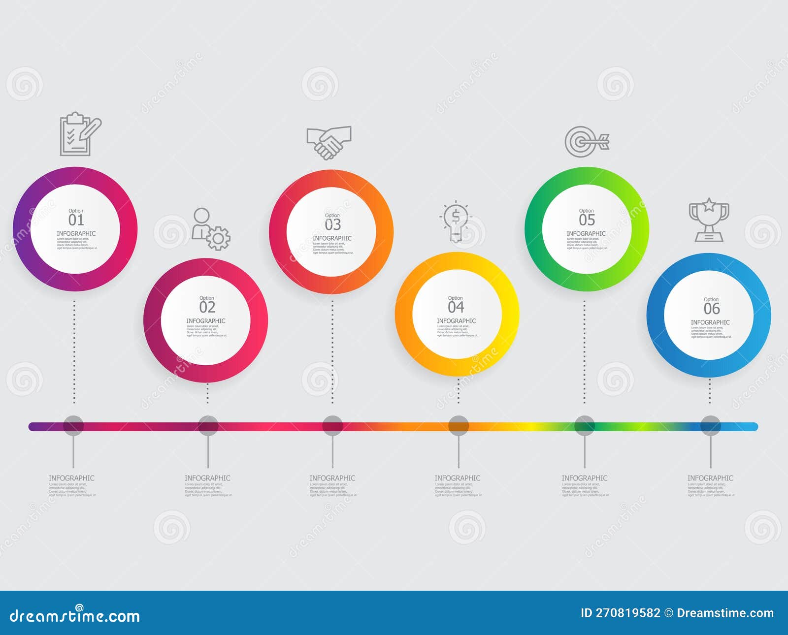 Horizontal Steps Timeline Infographics A Rectangle With Rounded Corners ...