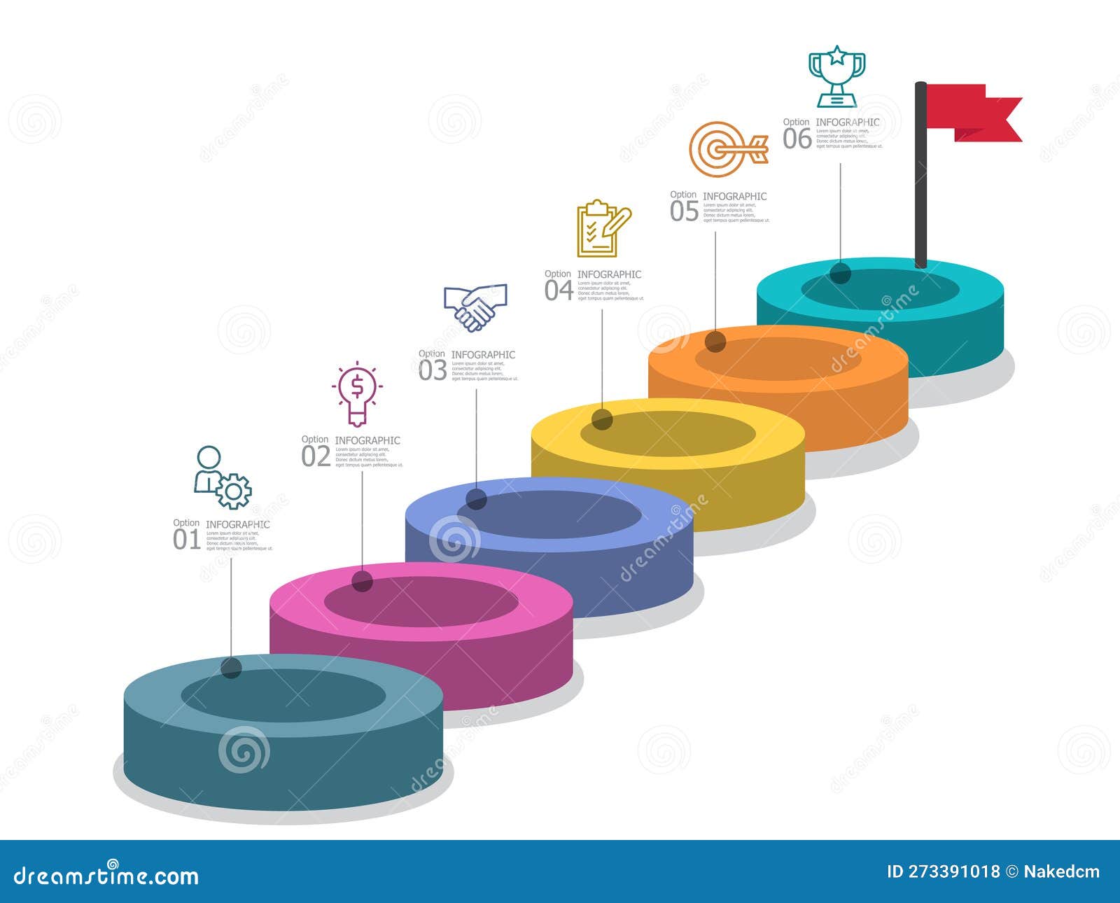 Horizontal Steps Timeline Infographic Presentation Element Report ...