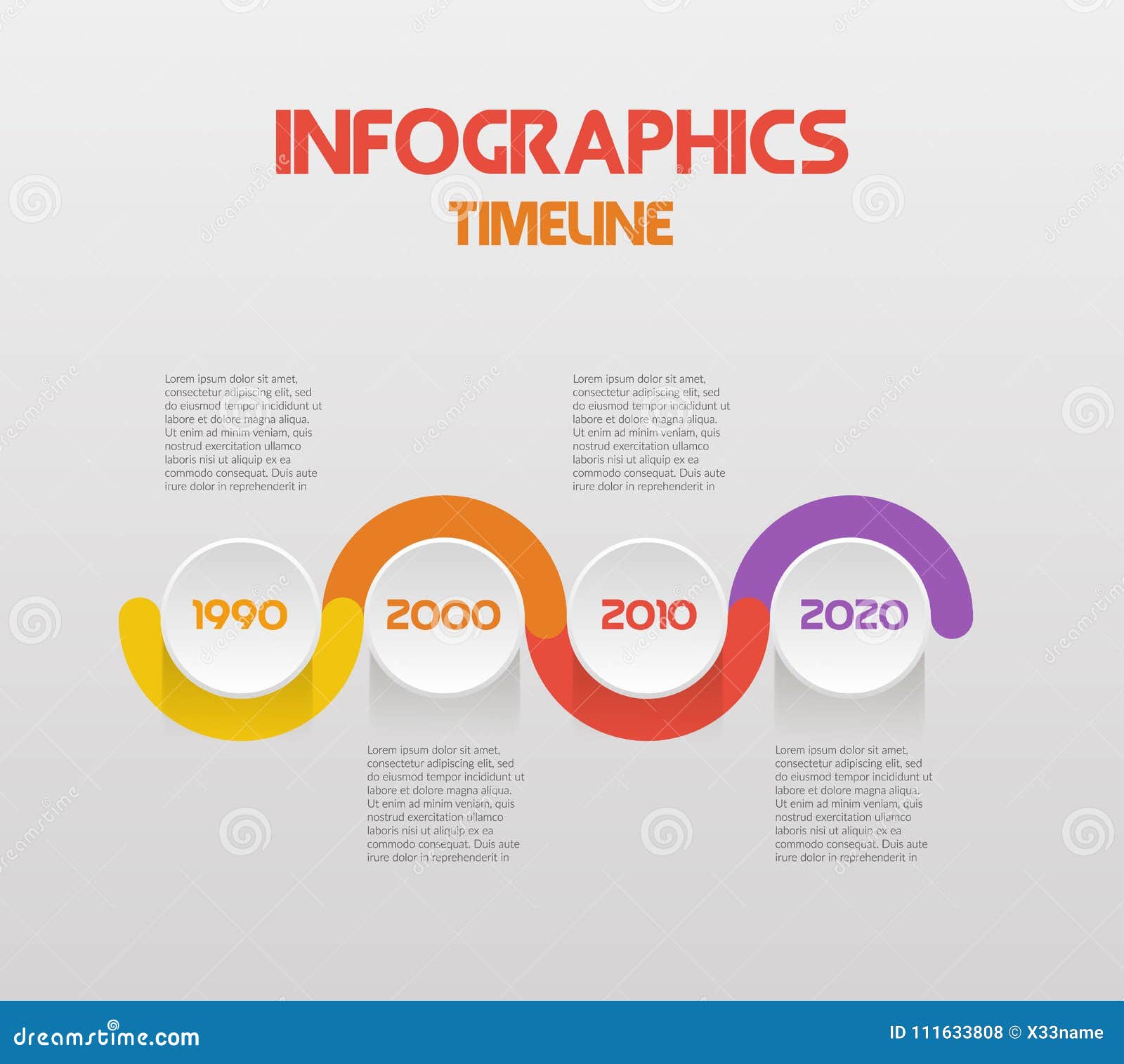 Horizontal Steps Timeline Infographics With Text - Can Illustrate A ...