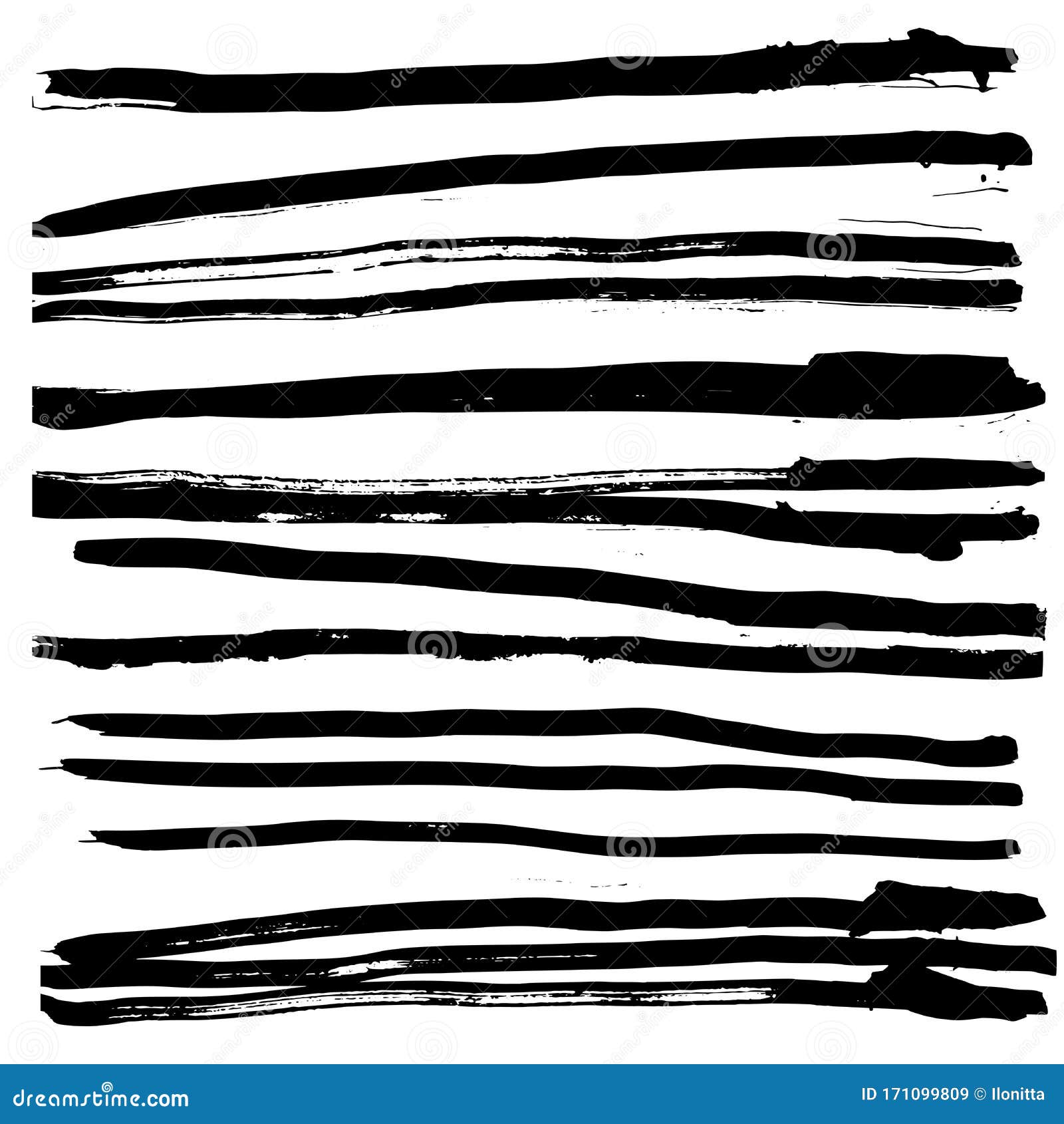 Horizontal Stripped Brush Strokes, Ready To Print Poster. Black ...