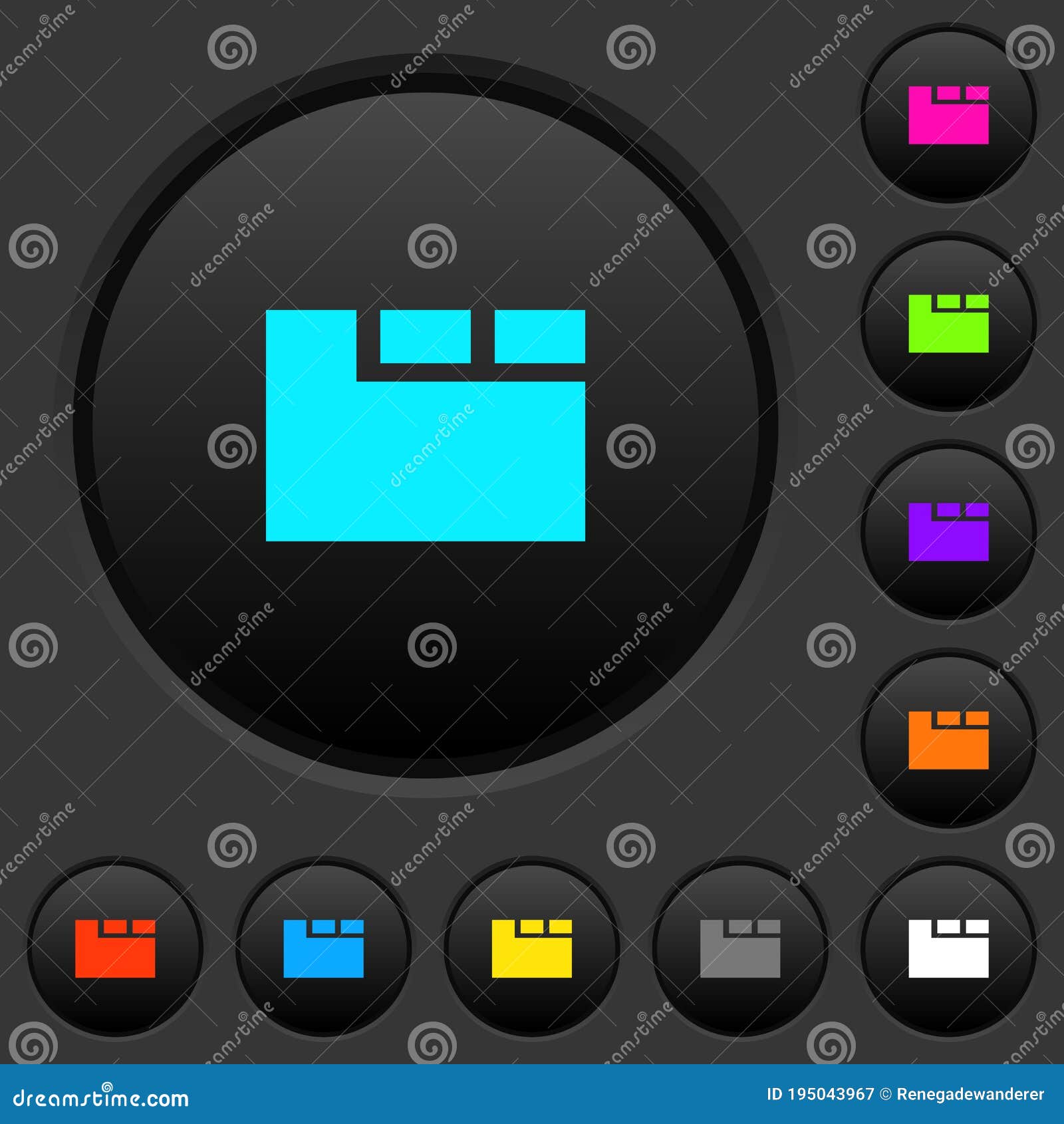 Horizontal Tabbed Layout White Icons On Edged Square Buttons Vector ...