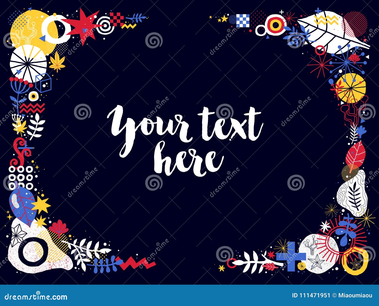 Horizontal Text Frame Template with Floral and Abstract Elements. Can ...