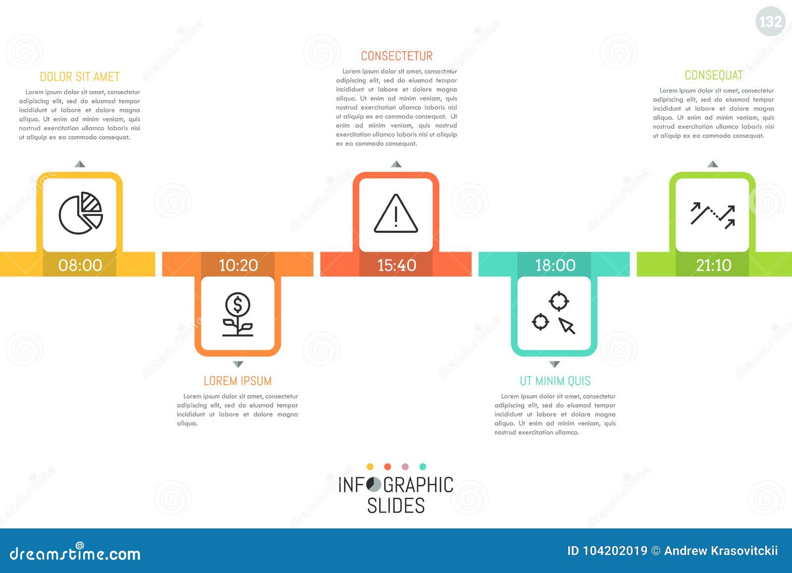 Horizontal Timeline With 5 Steps Cartoon Vector | CartoonDealer.com ...