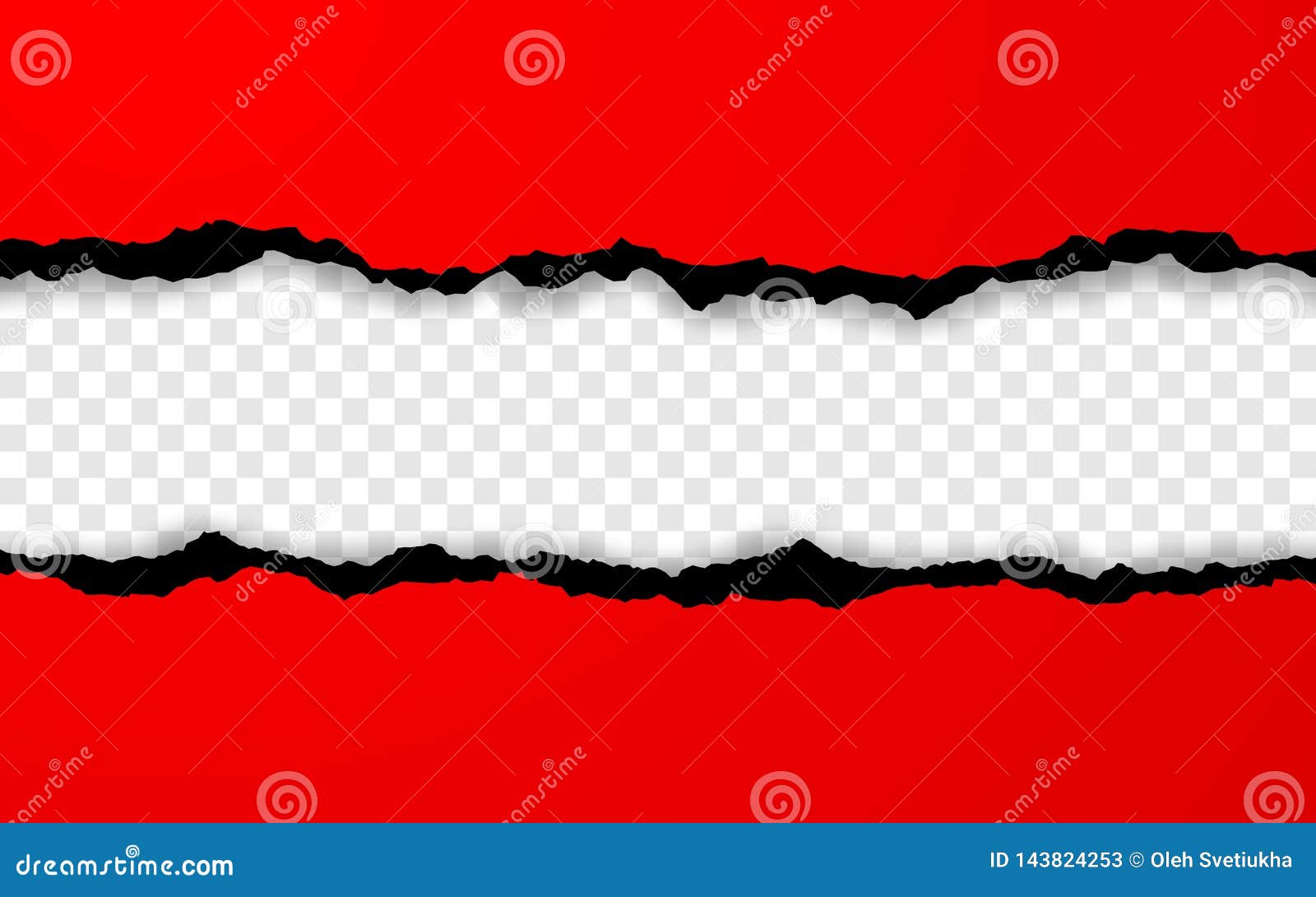 Horizontal Torn Paper Edge. Ripped Squared Horizontal Red Paper Strips ...