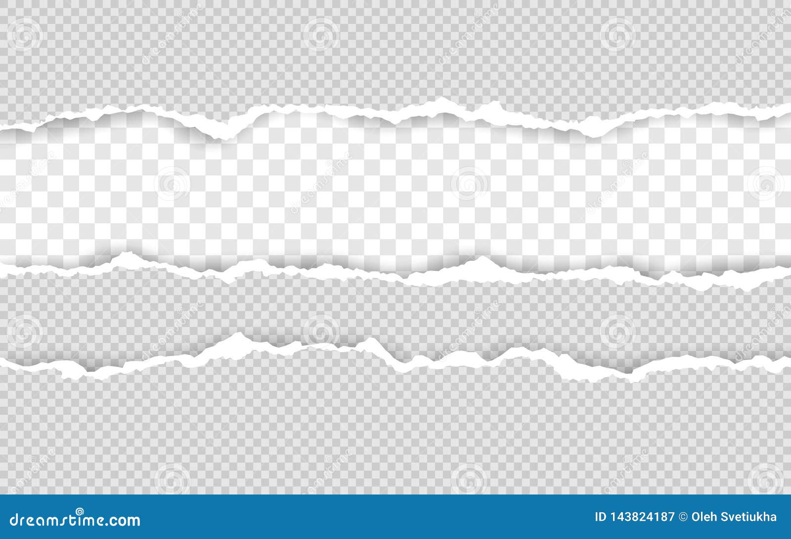 Horizontal Torn Paper Edge. Ripped Squared Horizontal White Paper ...