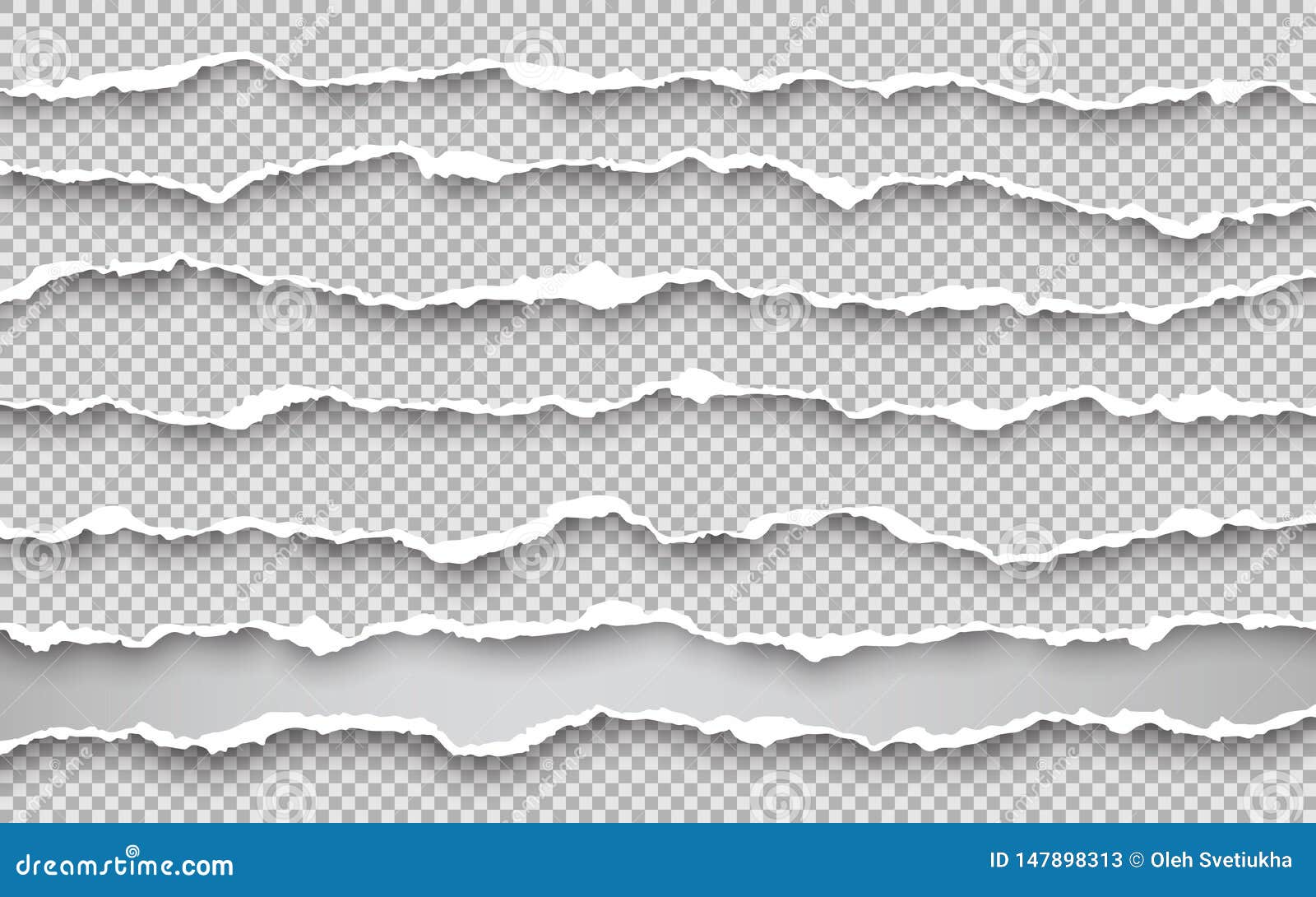 Horizontal Torn Paper Edge. Ripped Squared Horizontal White Paper ...