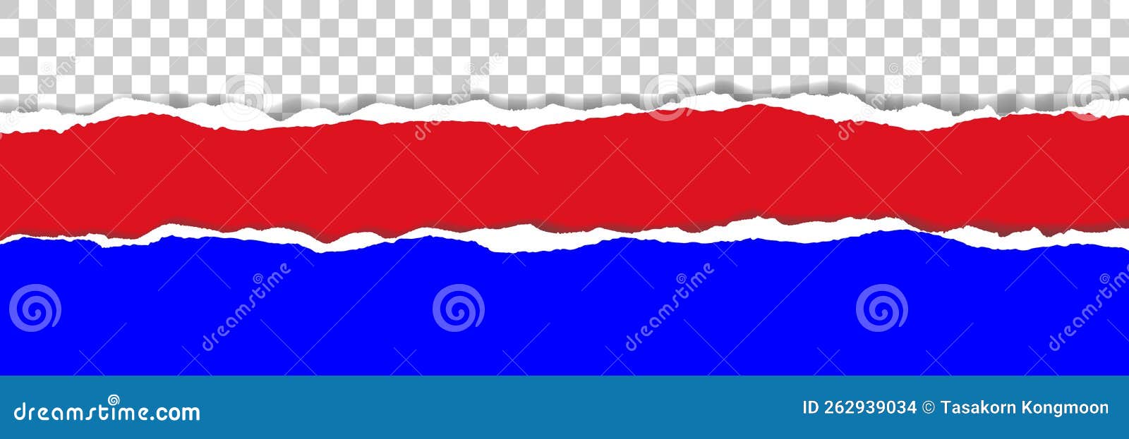 Horizontal Torn Red and Blue Paper for Pattern and Design Stock Vector ...