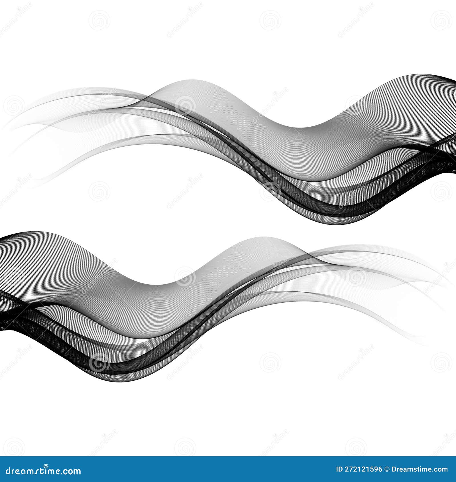 Horizontal Transparent Gray Waves on a White Background, Design Element ...