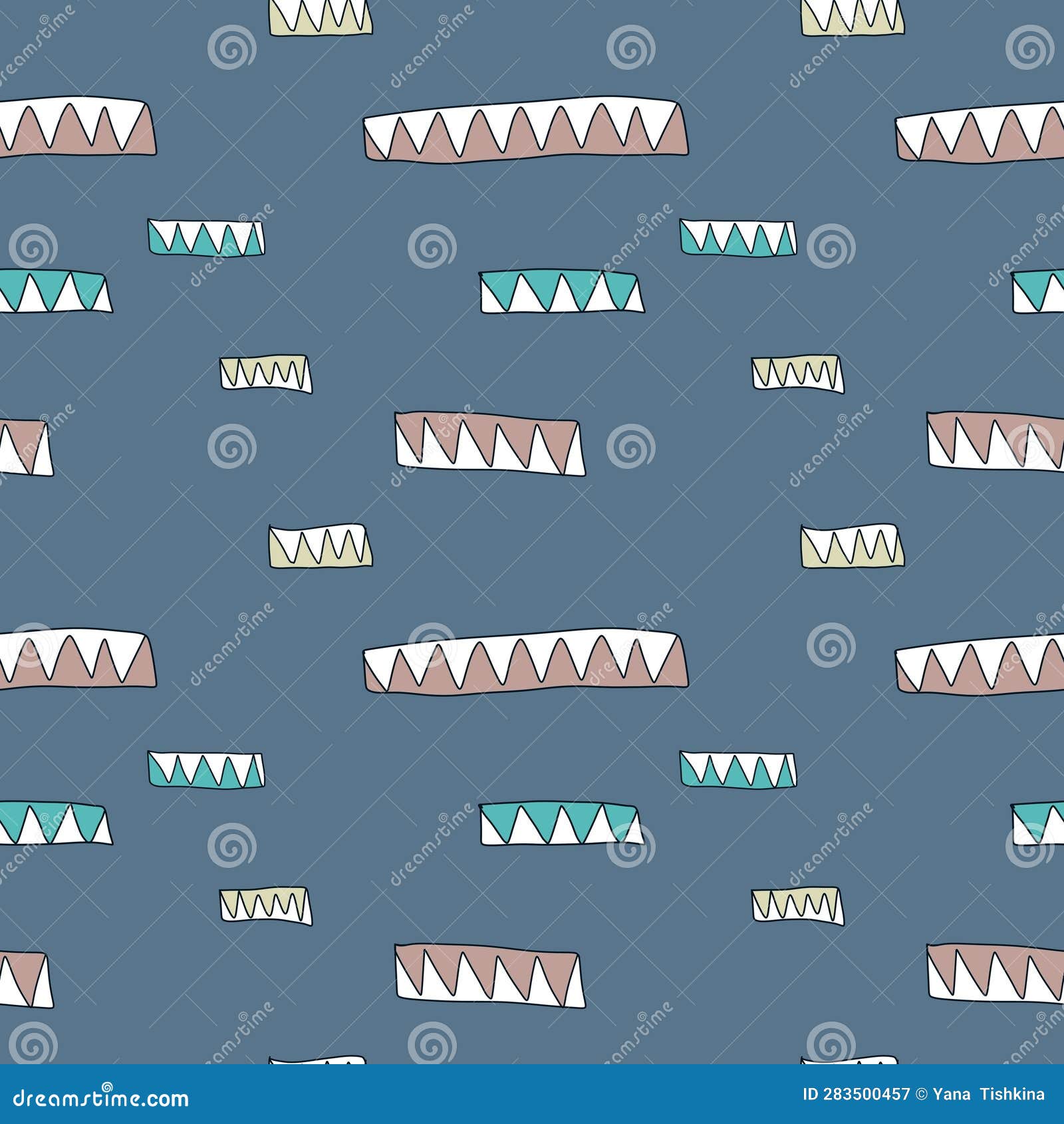 Horizontal Triangle Cute Fun Blue Geometry Pattern Stock Illustration ...