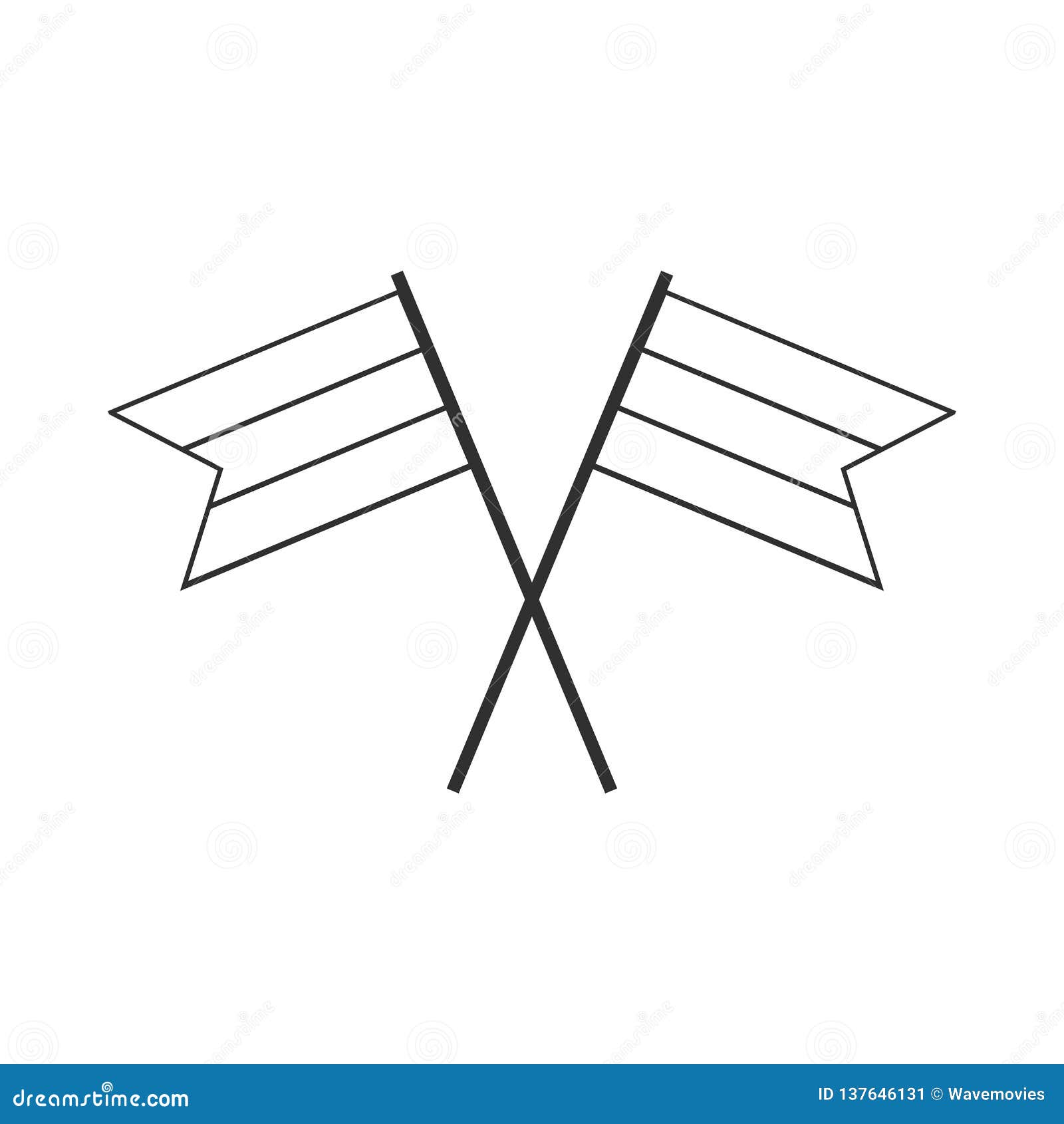 Horizontal Triband Country Flag Icon In Black Outline Flat Design Stock