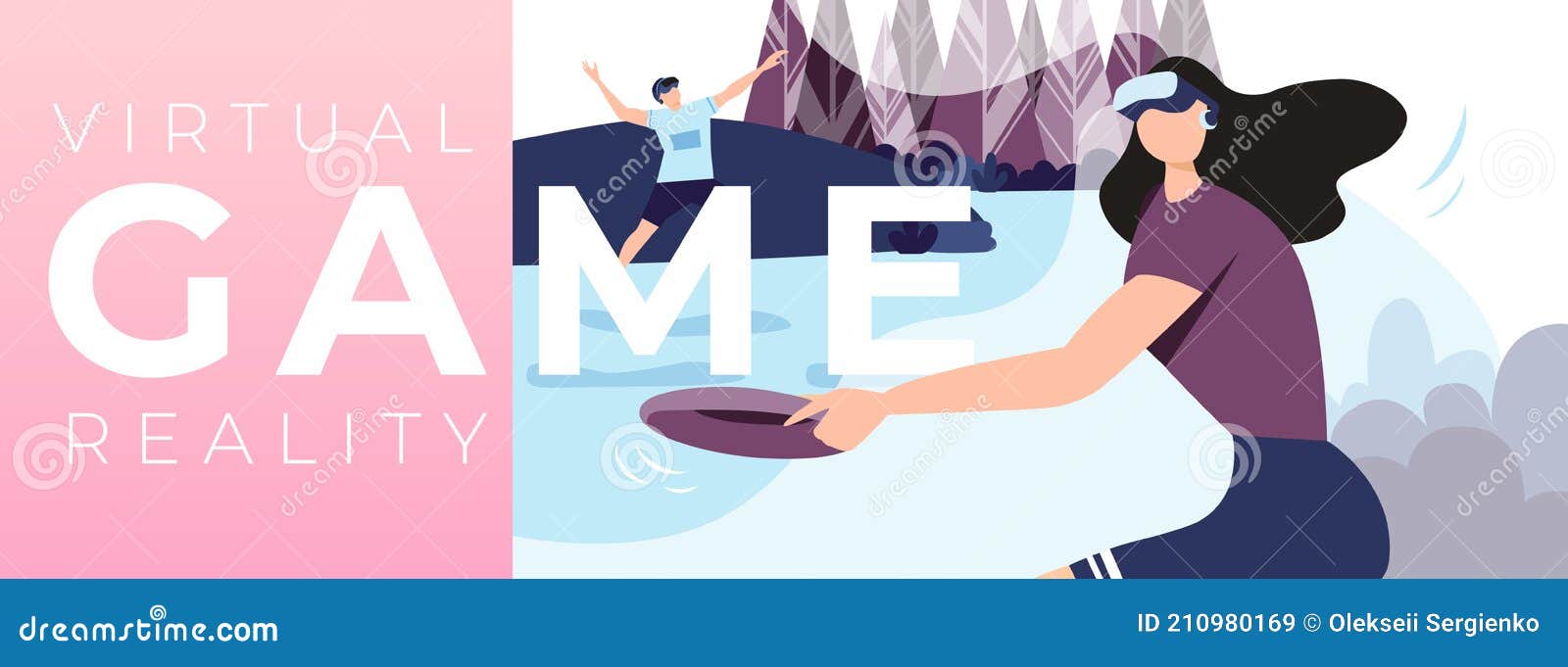 People Playing Frisbee with VR Equipment Stock Vector - Illustration of ...