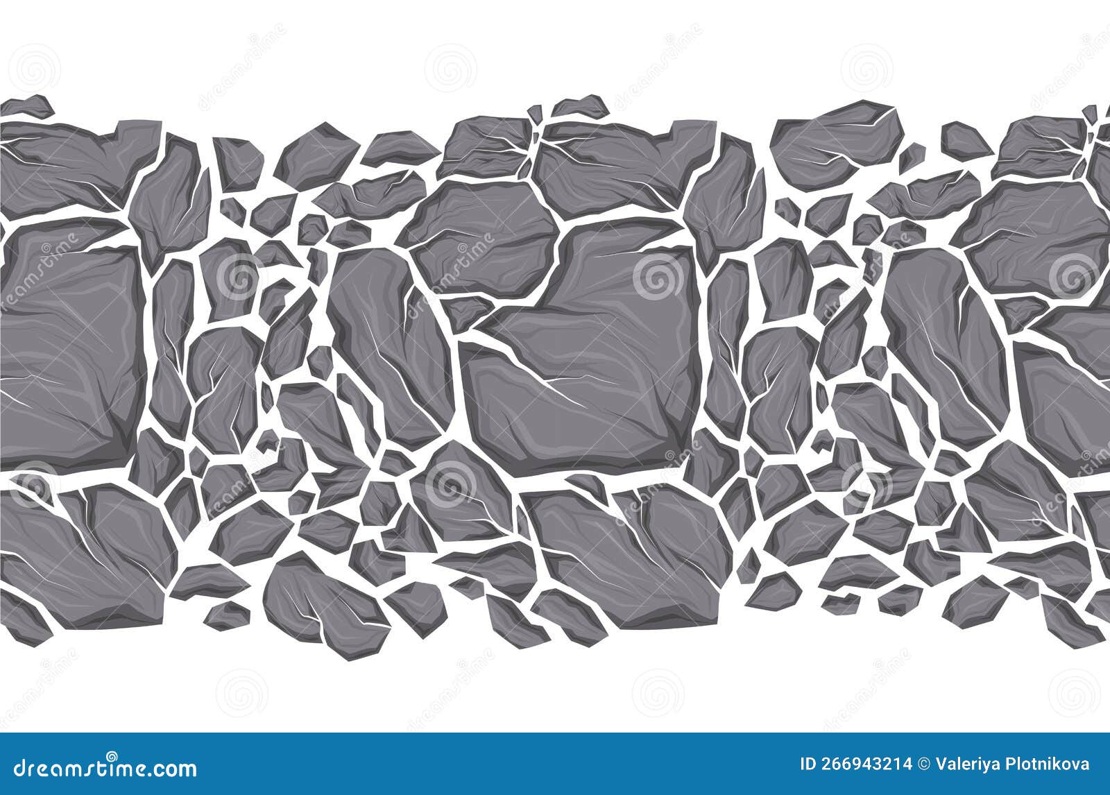 Horizontal Vector Seamless Border with Broken Stones Isolated from ...